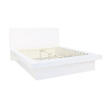 Jessica Queen Platform Bed with Rail Seating White - Walmart.com