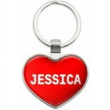 Jessica - I Love Name Metal Heart Keychain Key Chain Ring, Multiple ...