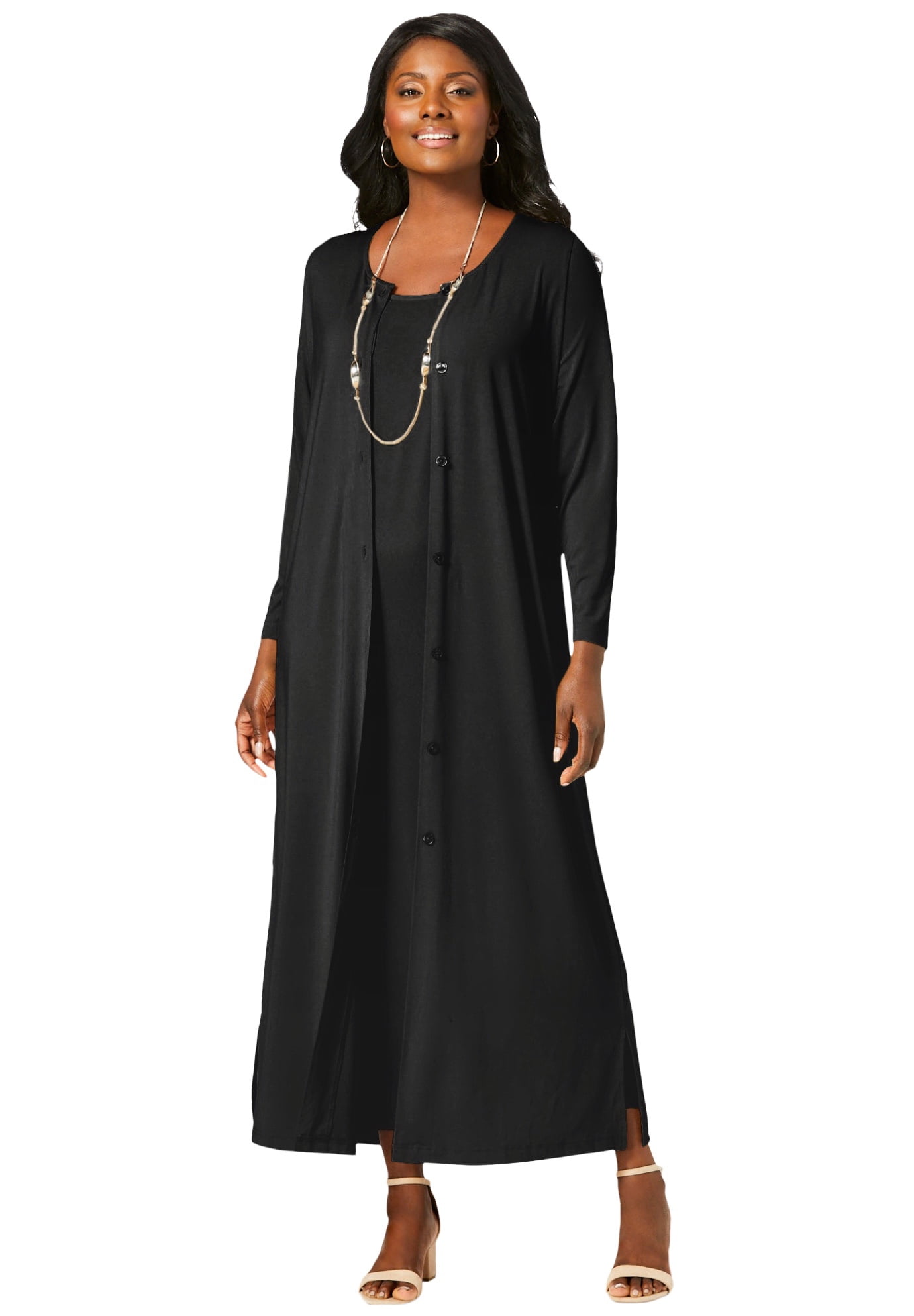 Jessica London Women's Plus Size 2-Piece Stretch Knit Duster Set ...
