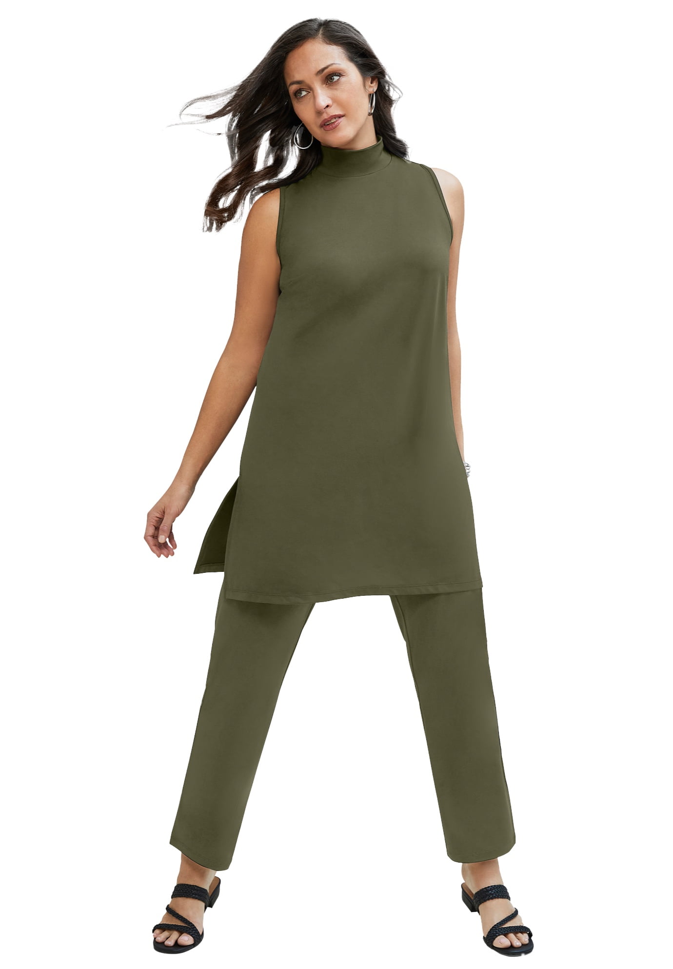 Jessica London Women's Plus Size 2-Piece Stretch Knit Mockneck Mega ...