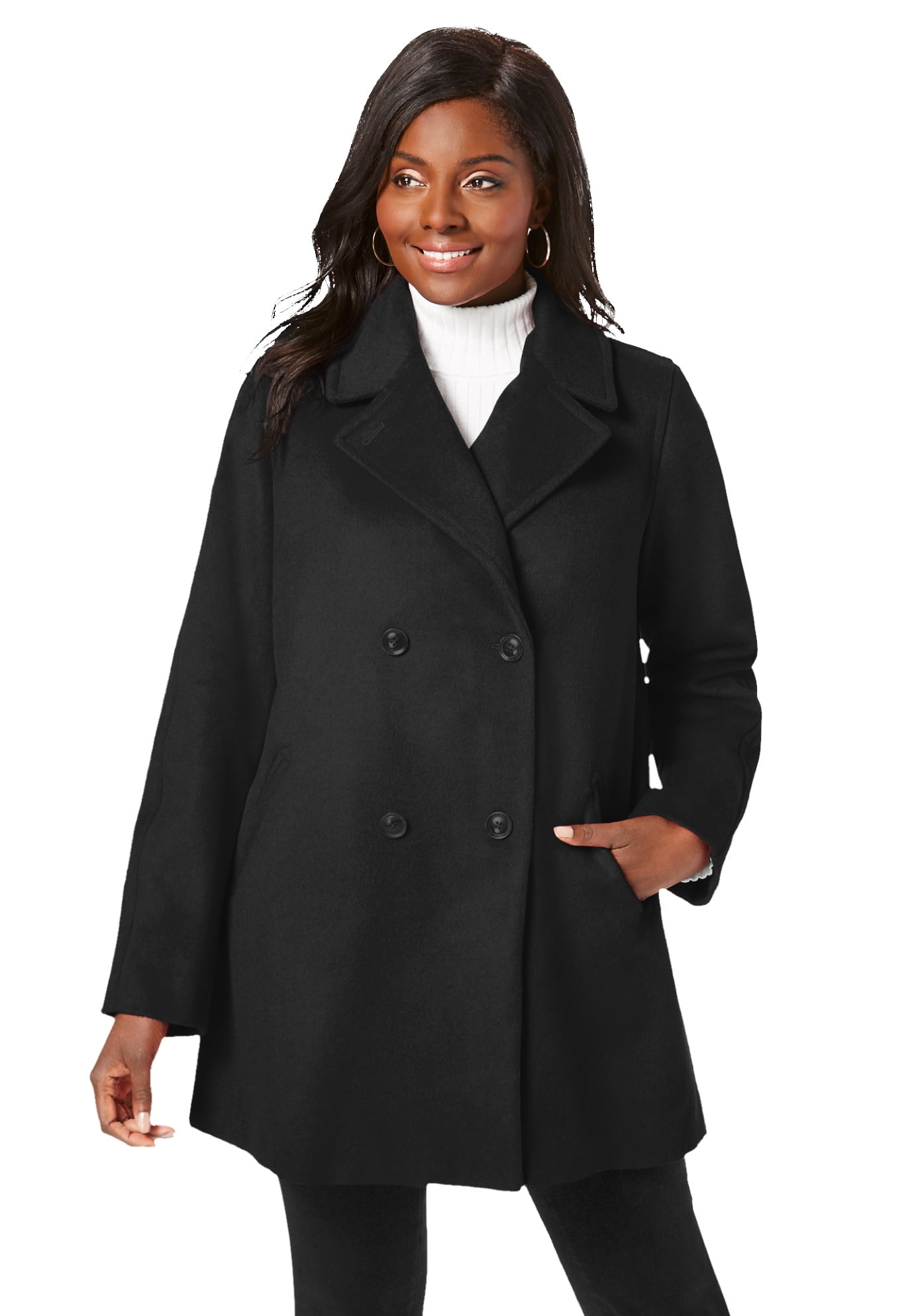 Jessica London Women's Plus Size A-Line Wool Peacoat - Walmart.com