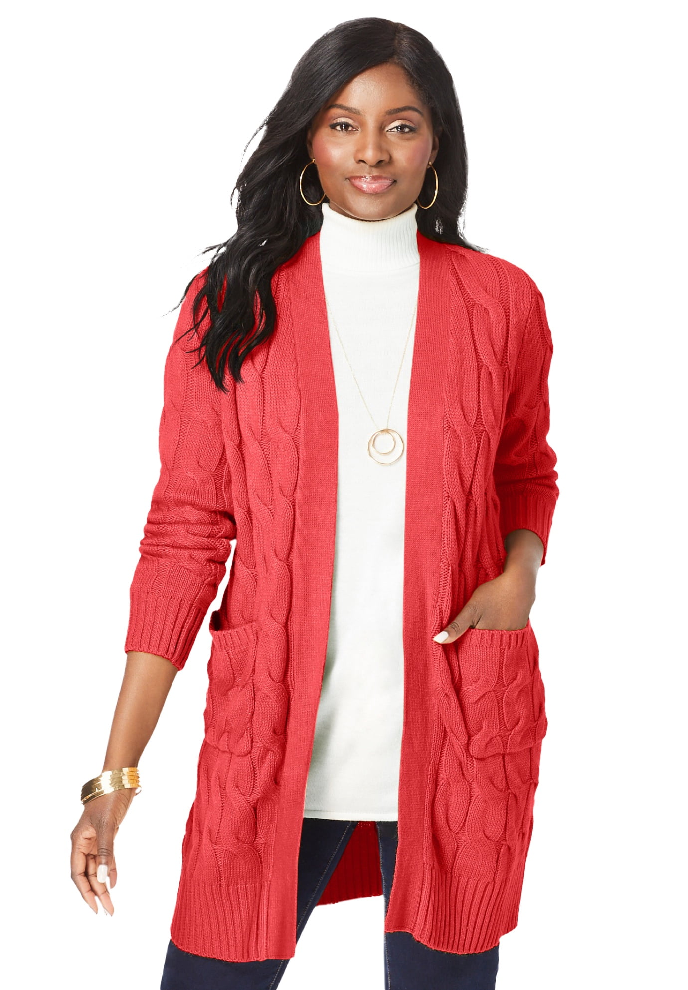 Jessica London Women's Plus Size Cable Duster Sweater - Walmart.com