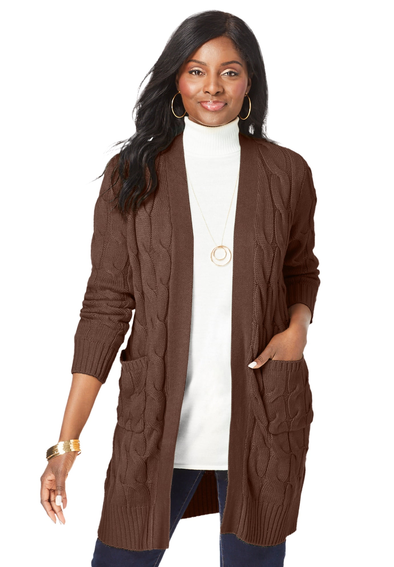 Jessica London Women's Plus Size Cable Duster Sweater - Walmart.com