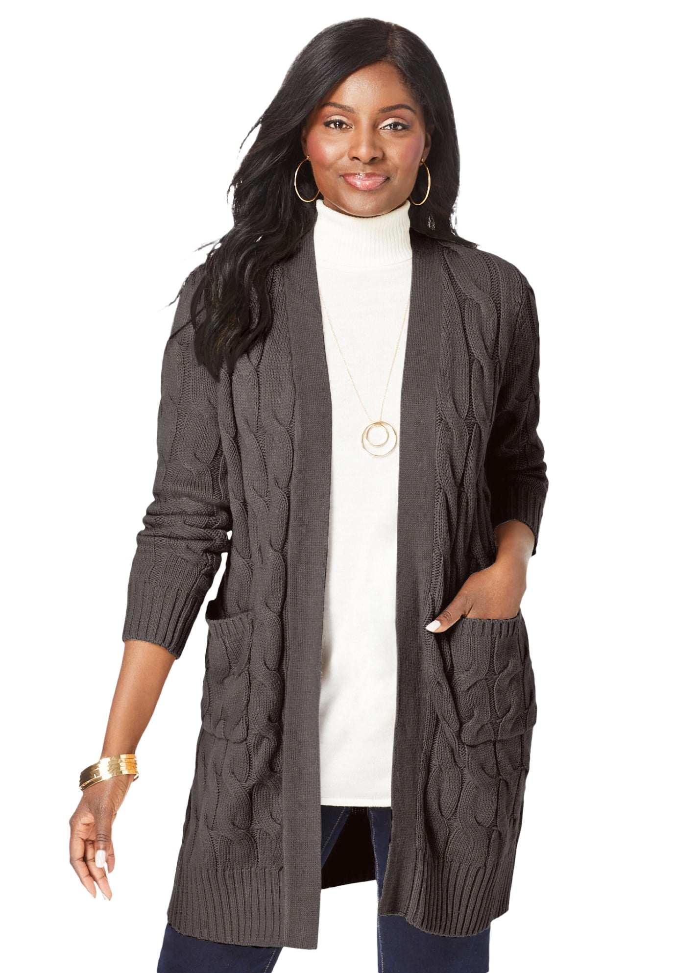 Jessica London Women's Plus Size Cable Duster Sweater - Walmart.com