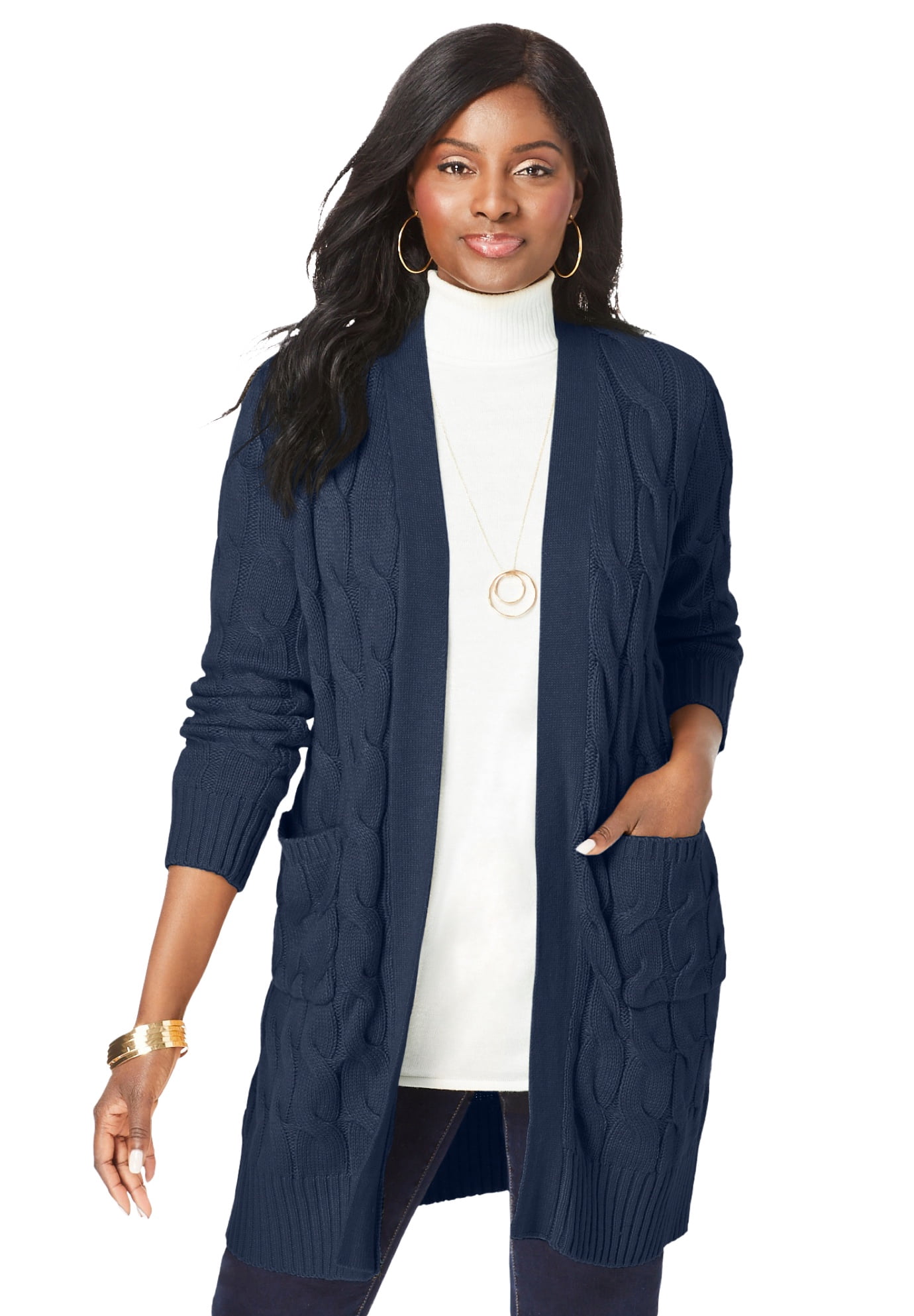 Jessica London Women's Plus Size Cable Duster Sweater - Walmart.com