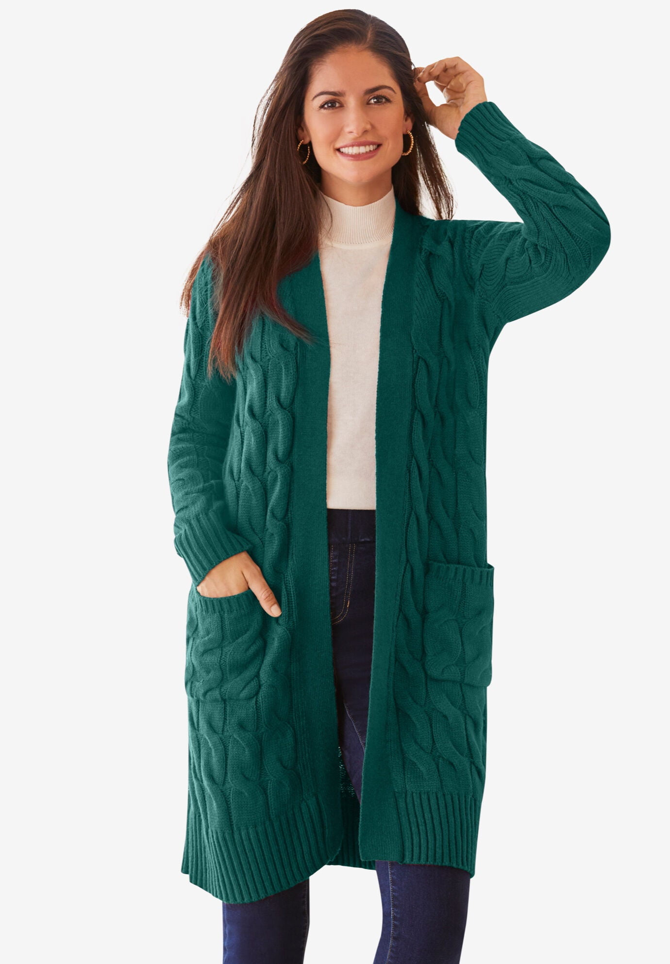 Jessica London Women's Plus Size Cable Duster Sweater - Walmart.com