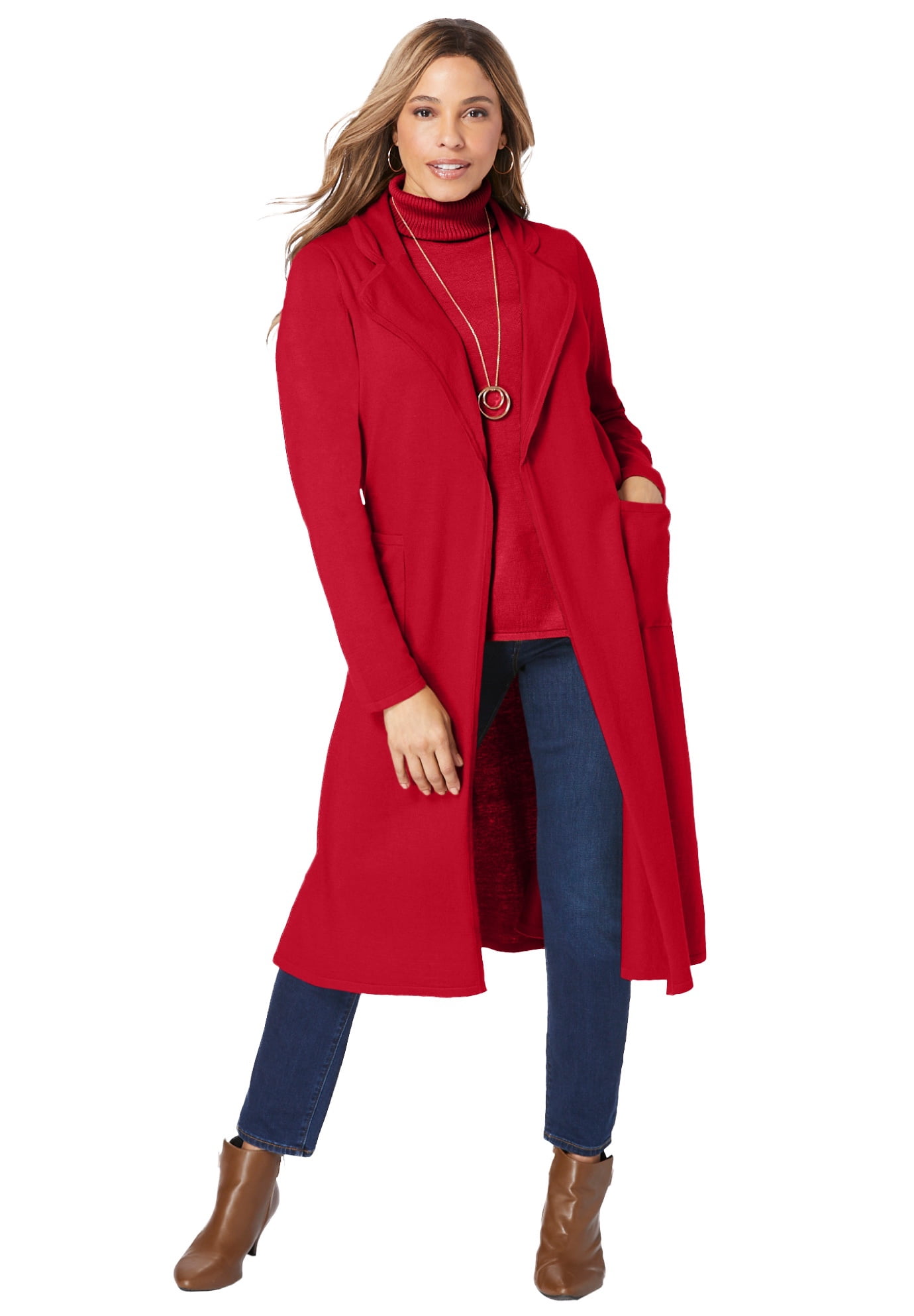 Jessica London Women's Plus Size Cashmere Collared Duster - Walmart.com