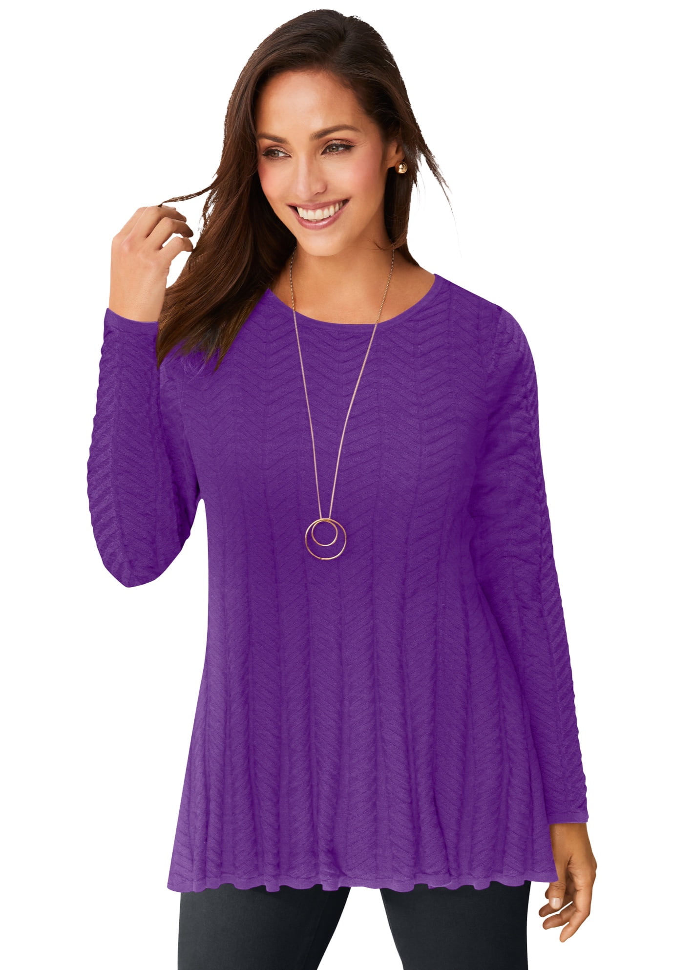 Jessica London Women's Plus Size Chevron Fit & Flare Sweater Sweater ...