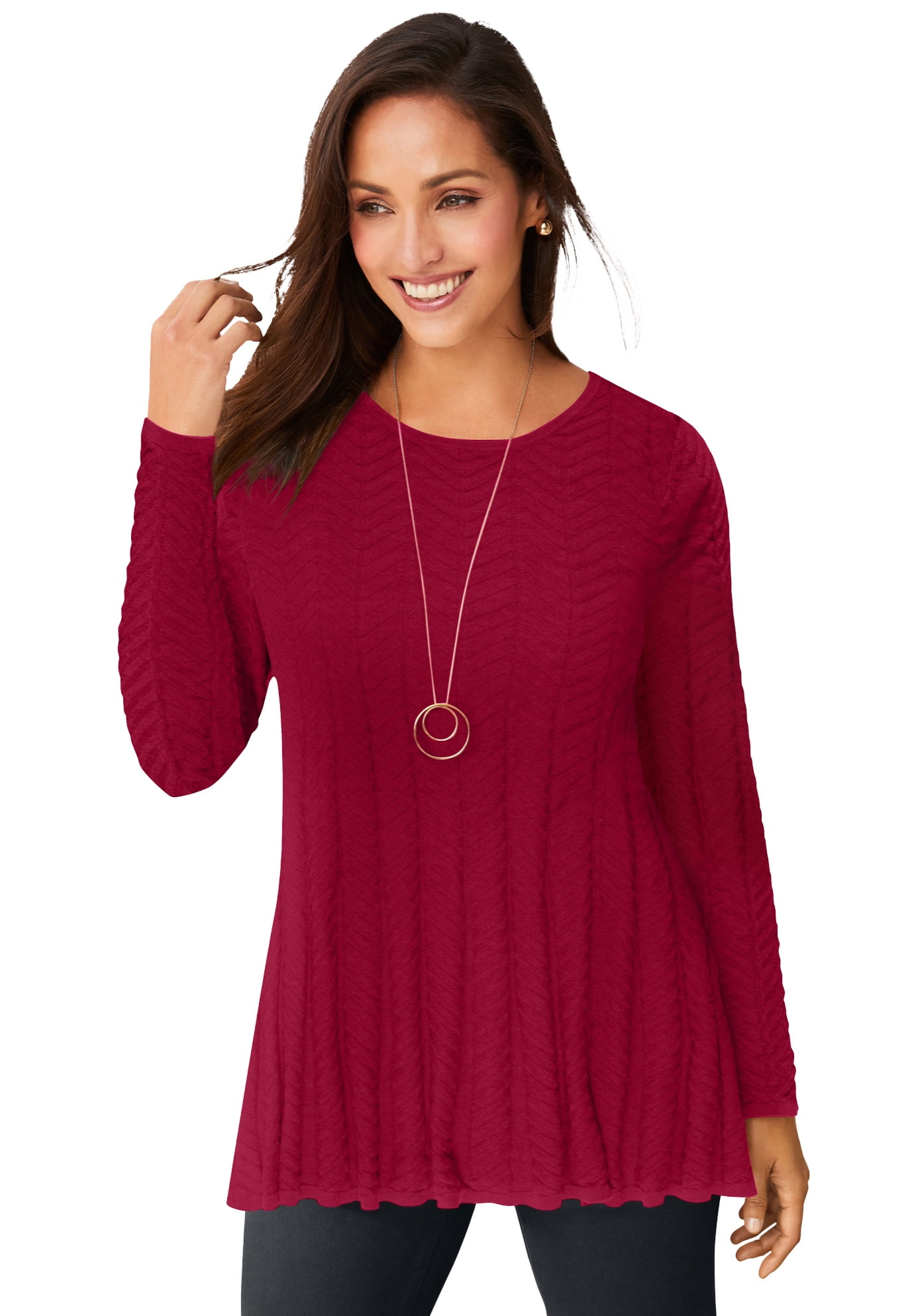 Jessica London Women's Plus Size Chevron Fit & Flare Sweater - Walmart.com