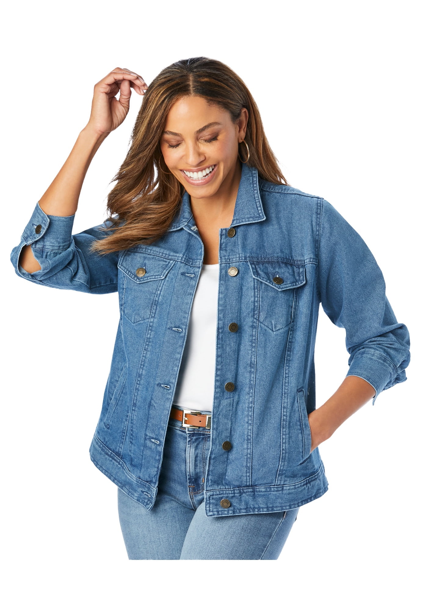 Jessica London Women's Plus Size Classic Cotton Button Down Denim Jean ...