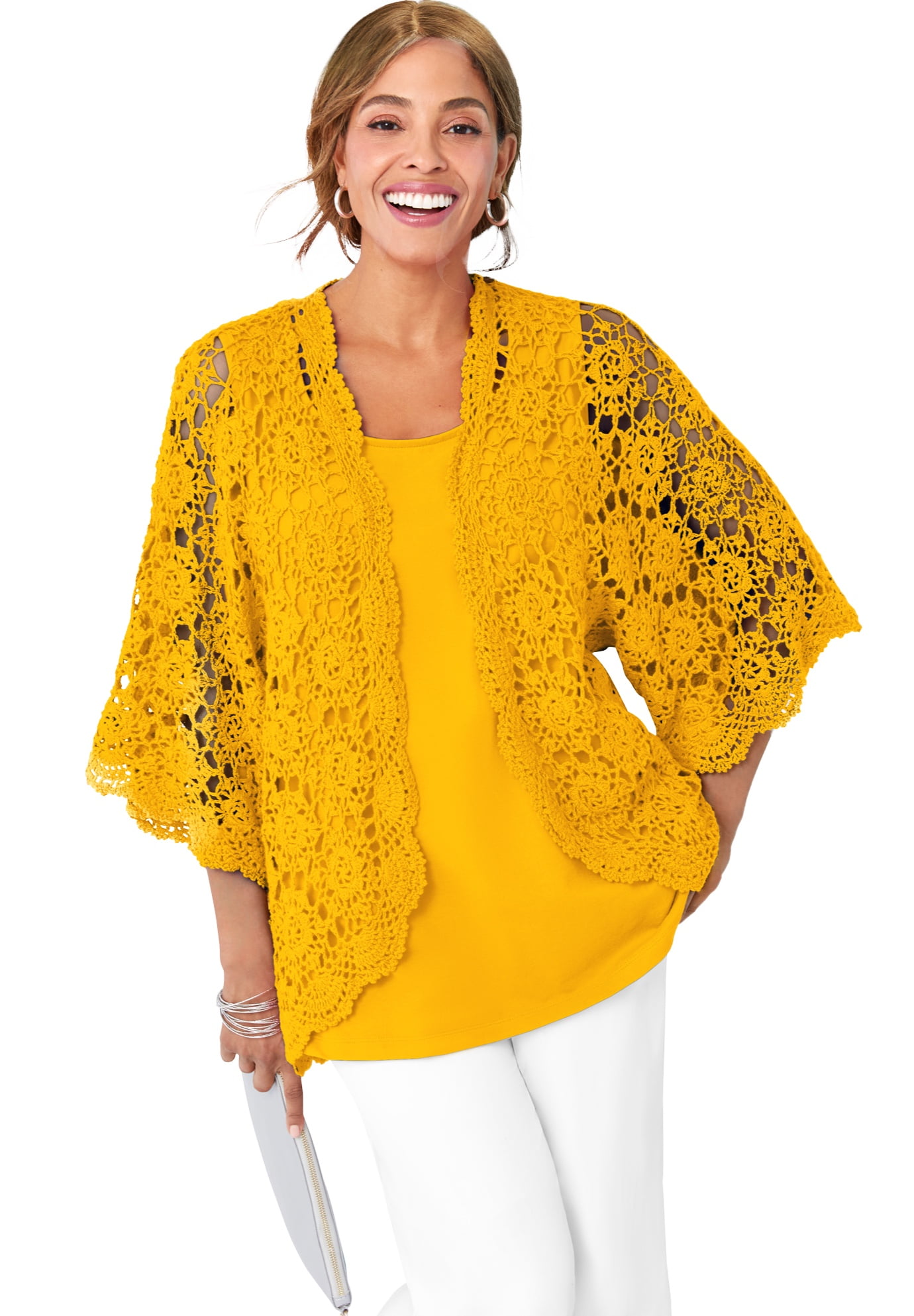 Jessica London Women's Plus Size Crochet Cardigan - Walmart.com