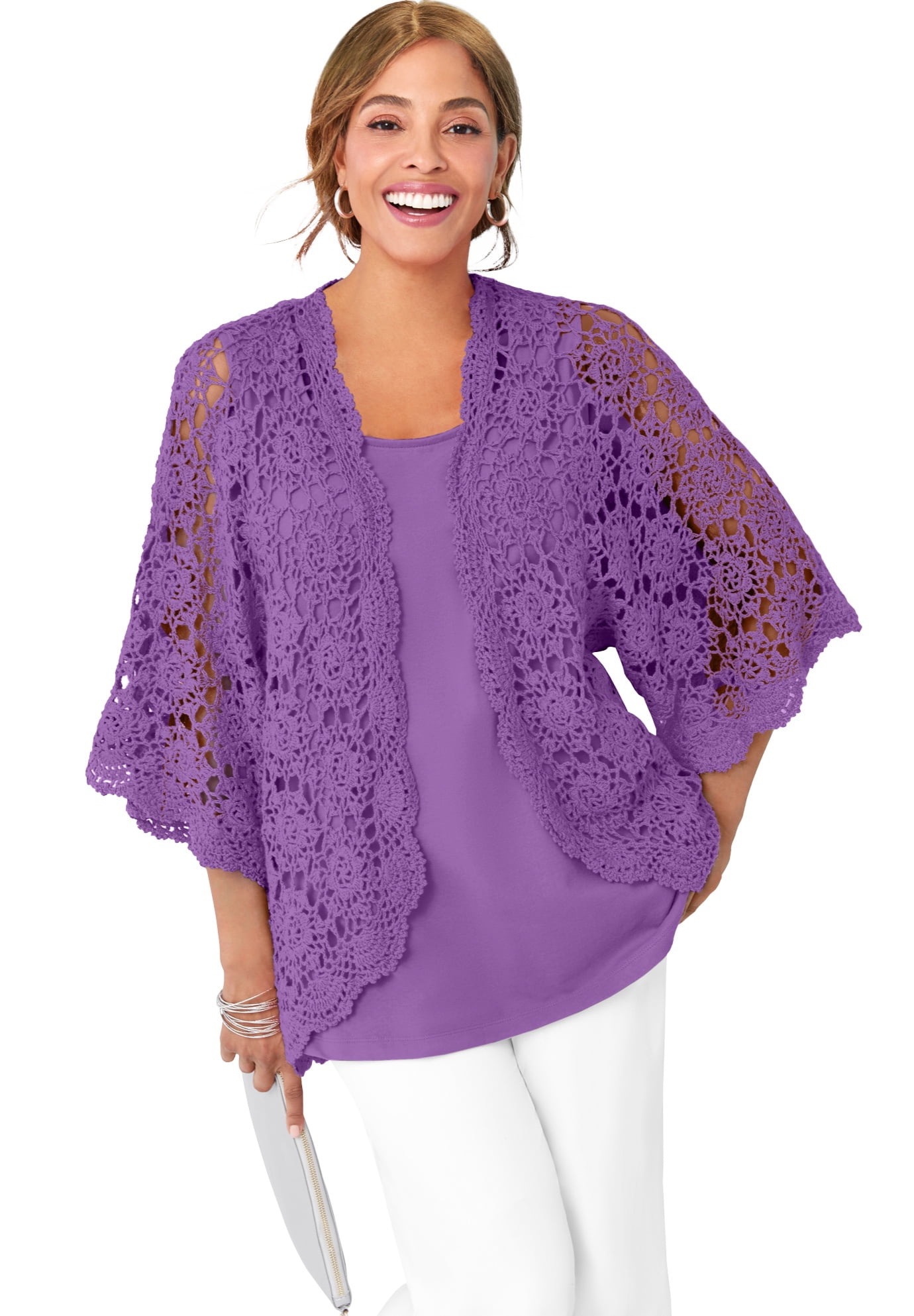 Jessica London Women's Plus Size Crochet Cardigan - Walmart.com