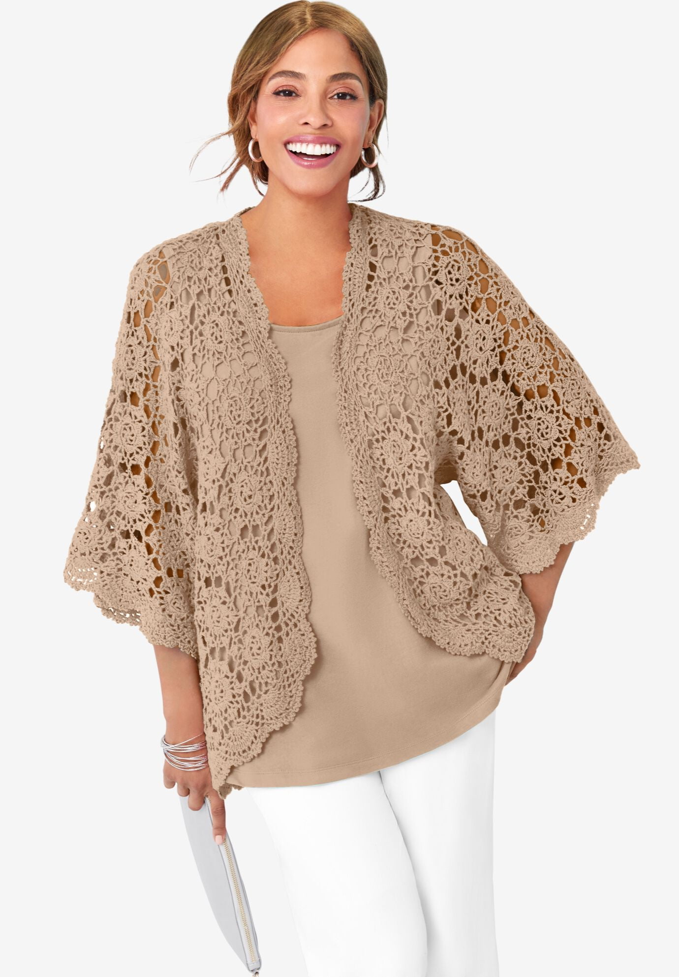 Jessica London Women's Plus Size Crochet Cardigan - Walmart.com