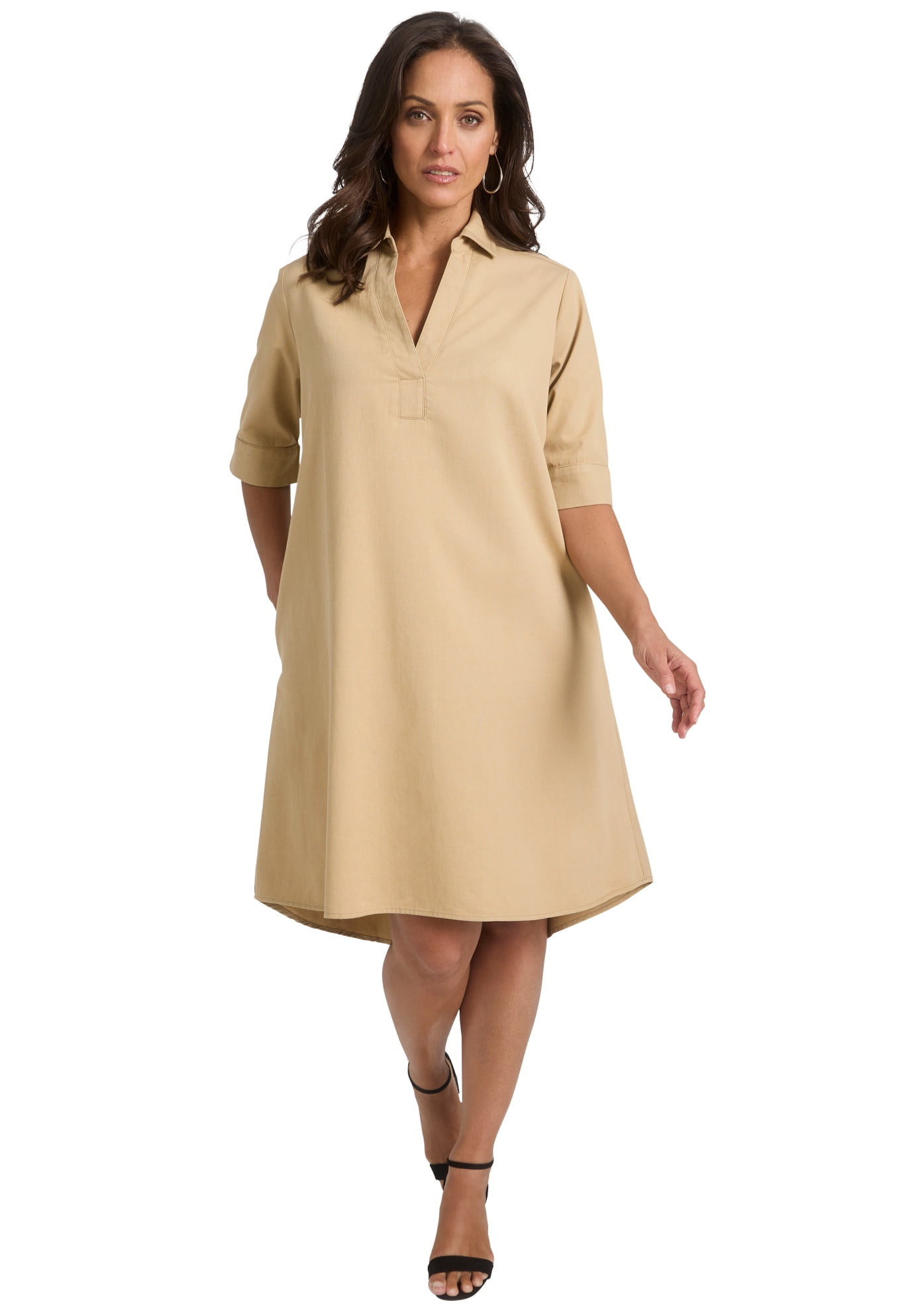 Jessica London Women's Plus Size Cuff Sleeve Denim Shirtdress - Walmart.com