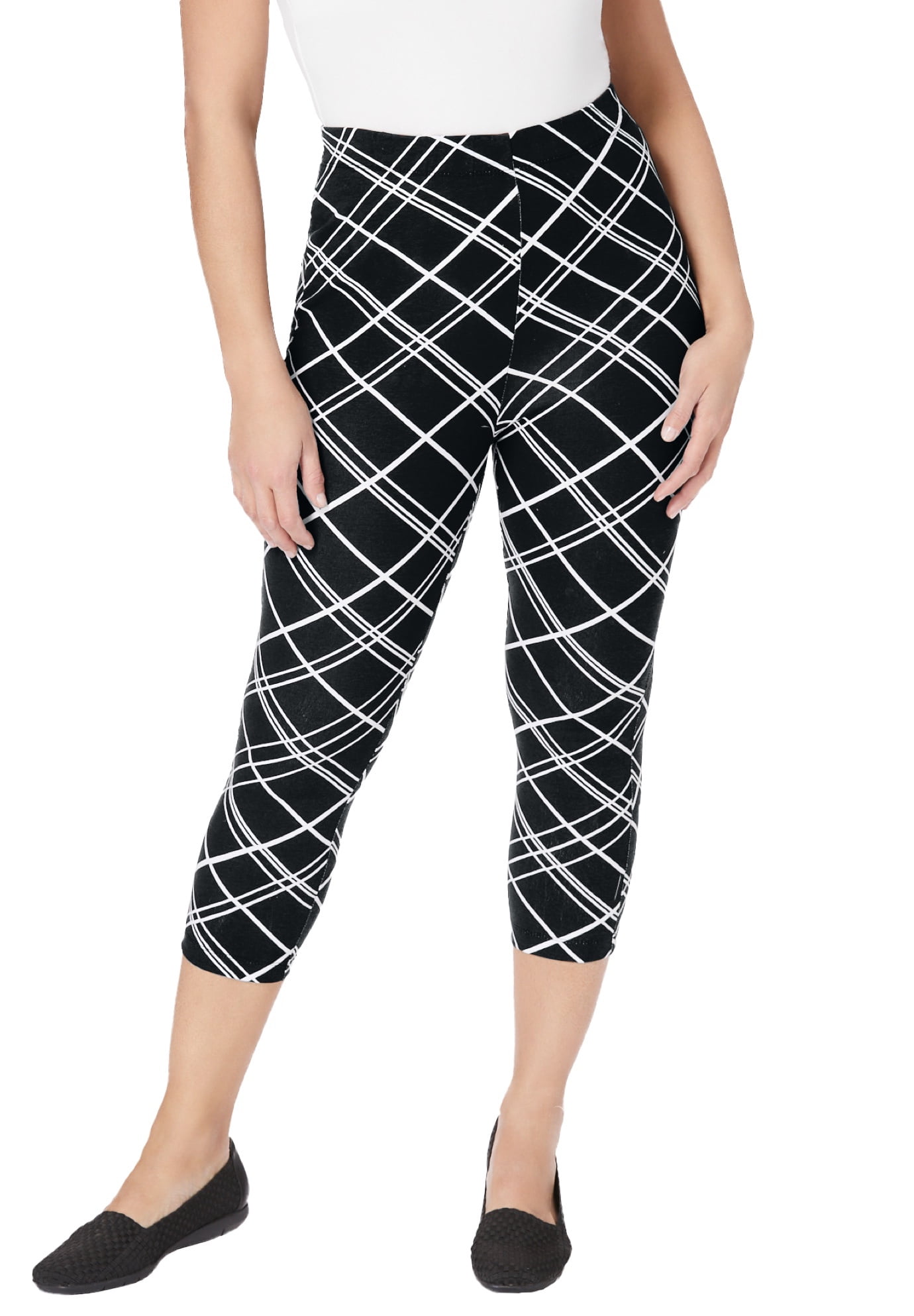 Jessica London Womens Plus Size Everyday Stretch Cotton Capri Legging
