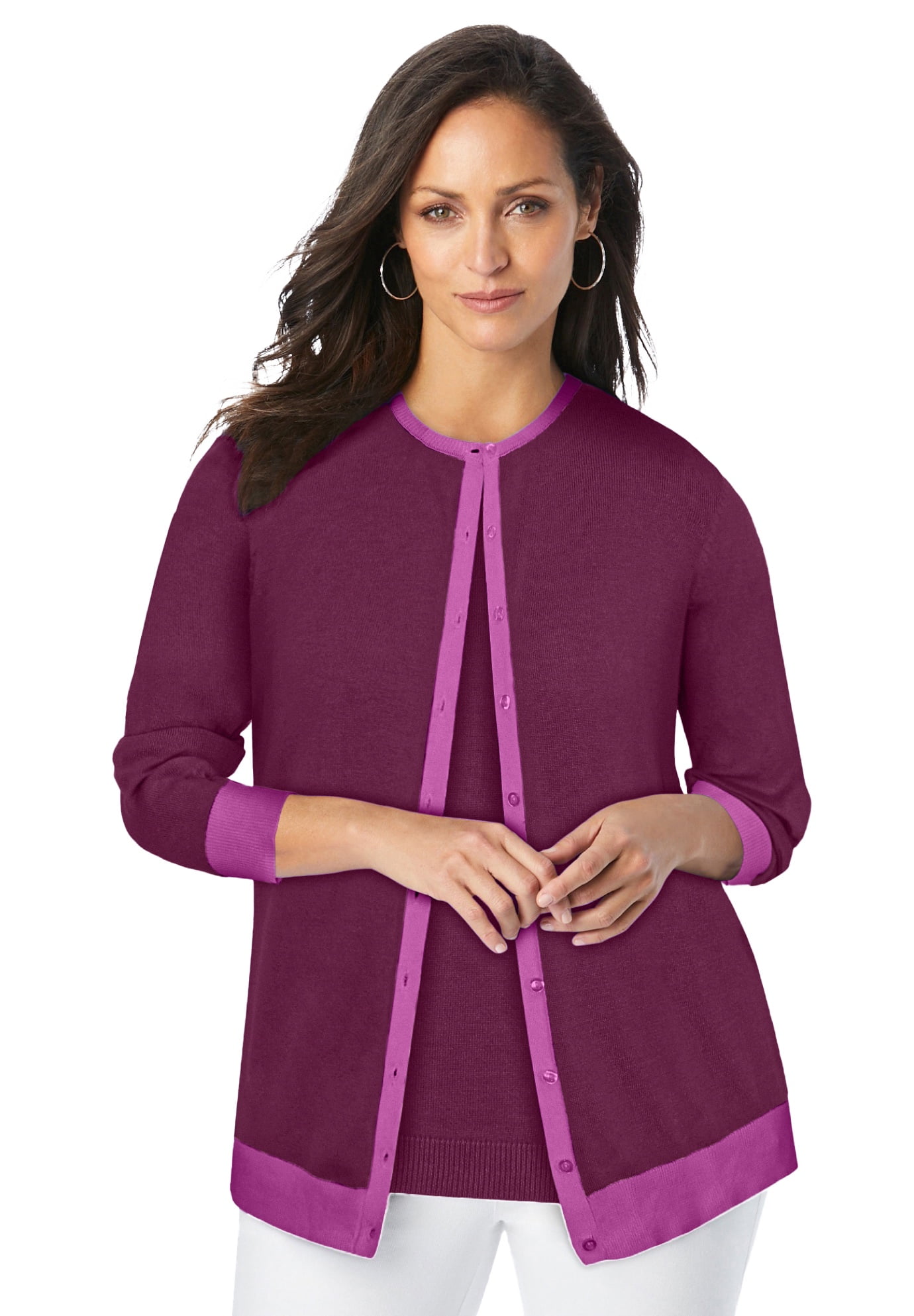 Jessica London Women's Plus Size Fine Gauge Cardigan - Walmart.com