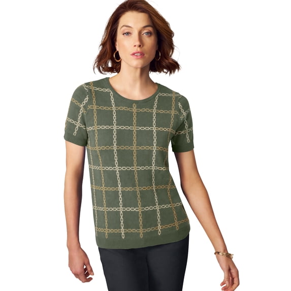 Jessica London Women's Plus Size Fine Gauge Crewneck Knit Shell ...