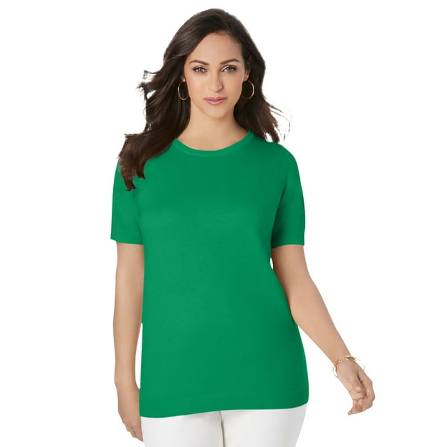 Jessica London Women's Plus Size Fine Gauge Crewneck Shell - Walmart.com