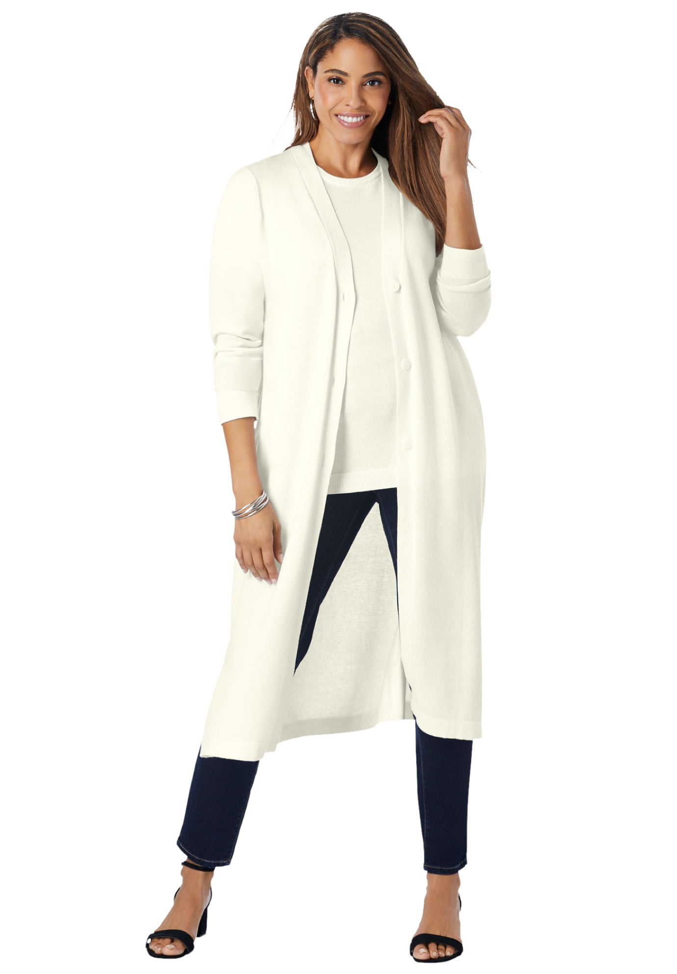 Jessica London Women's Plus Size Fine Gauge Duster Cardigan - Walmart.com