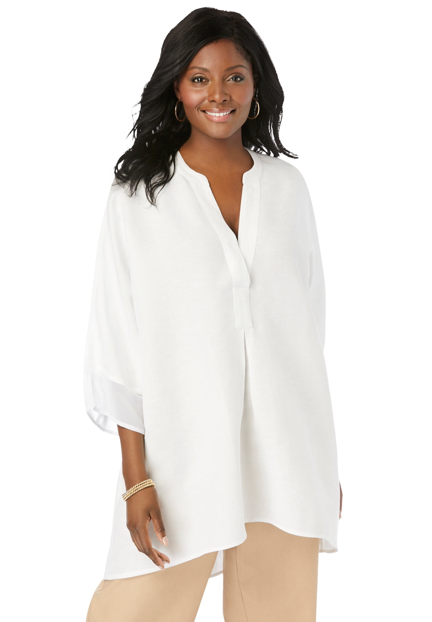 Jessica London Women's Plus Size Hi-Low Linen Tunic - Walmart.com