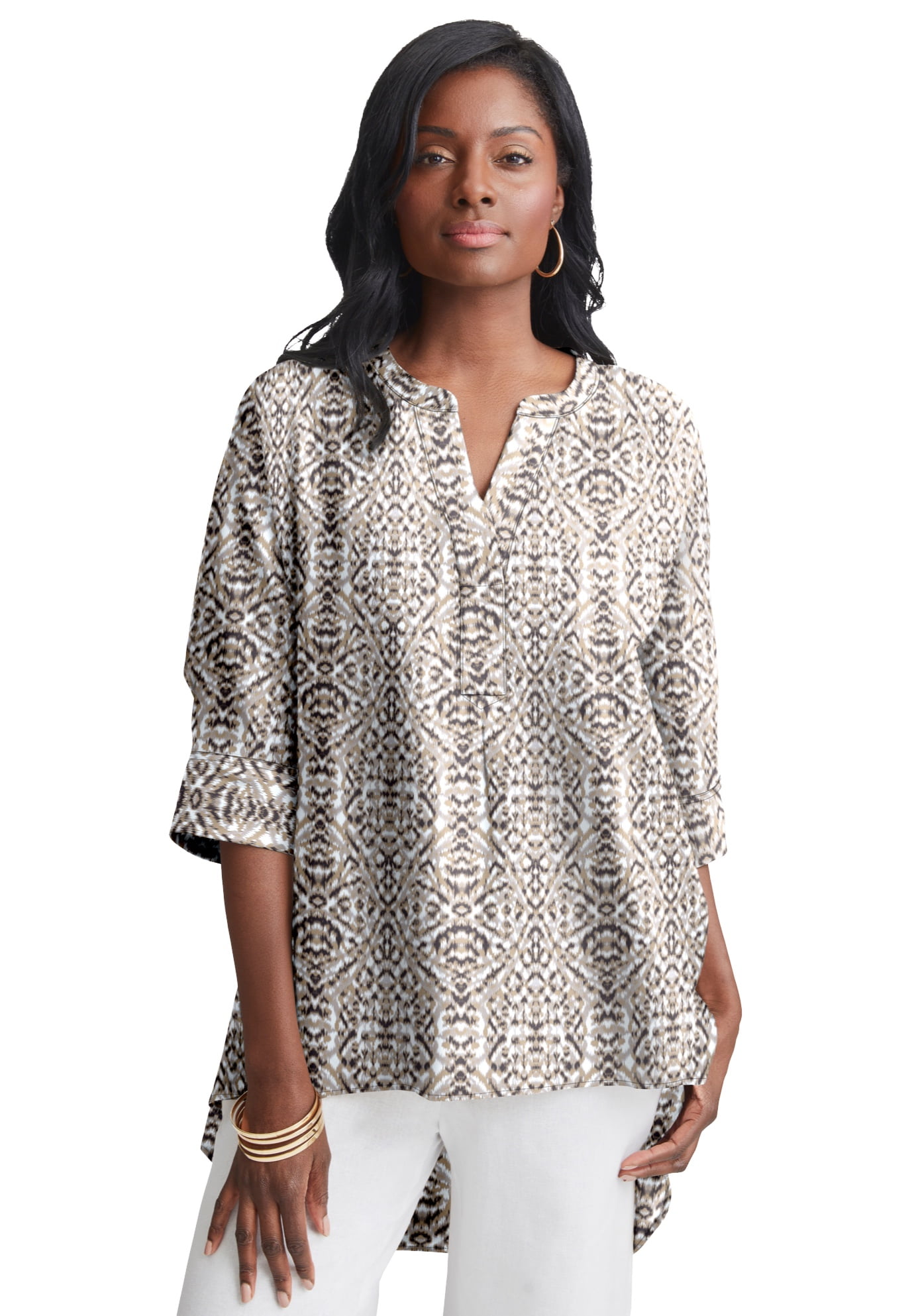 Jessica London Women's Plus Size Hi-Low Linen Tunic - Walmart.com