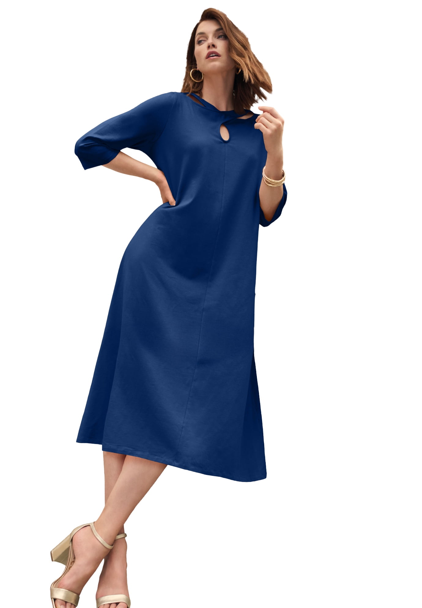 Jessica London Women's Plus Size Keyhole A-Line T-Shirt Dress - Walmart.com