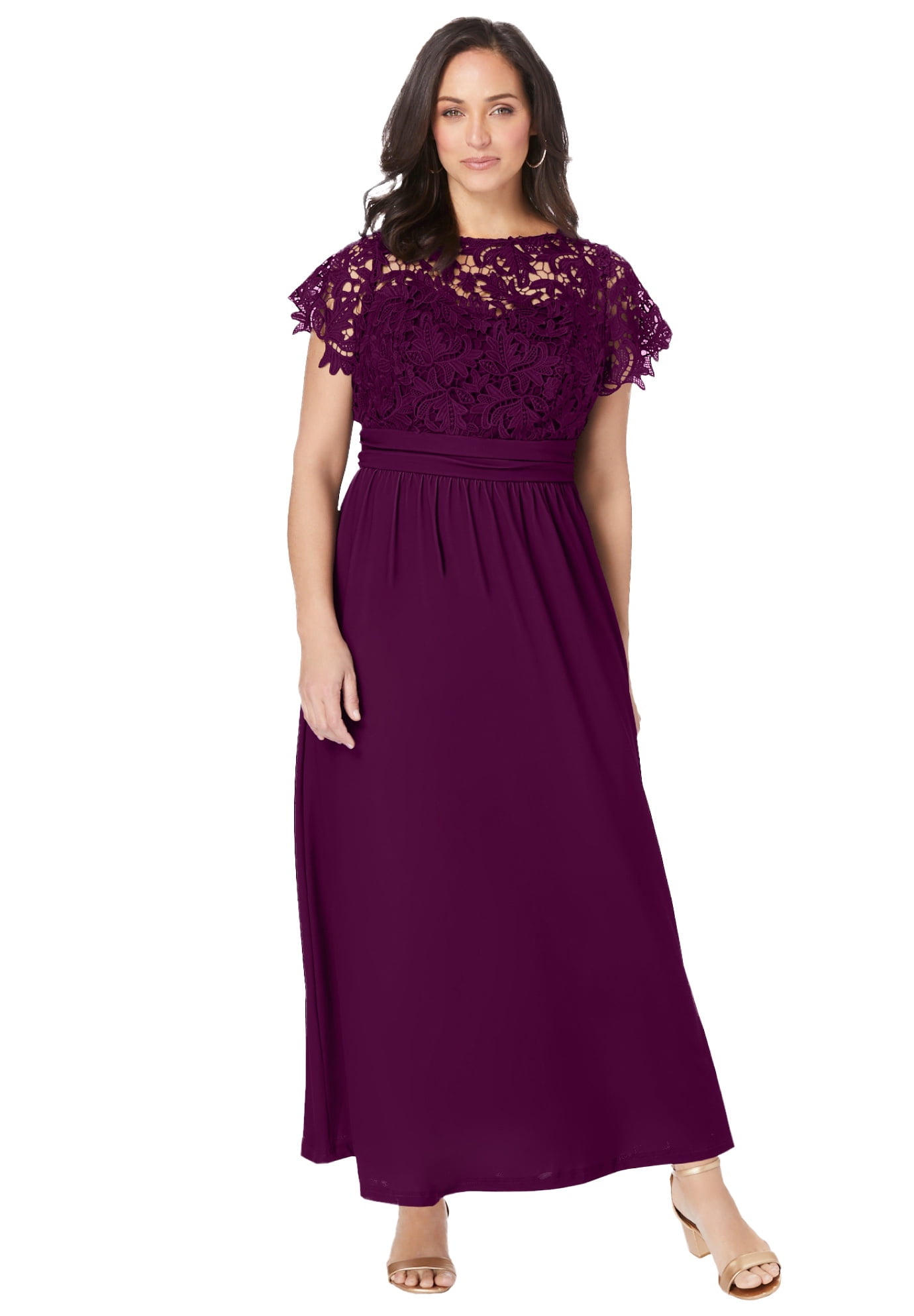 Jessica London Womens Plus Size Lace Maxi Dress