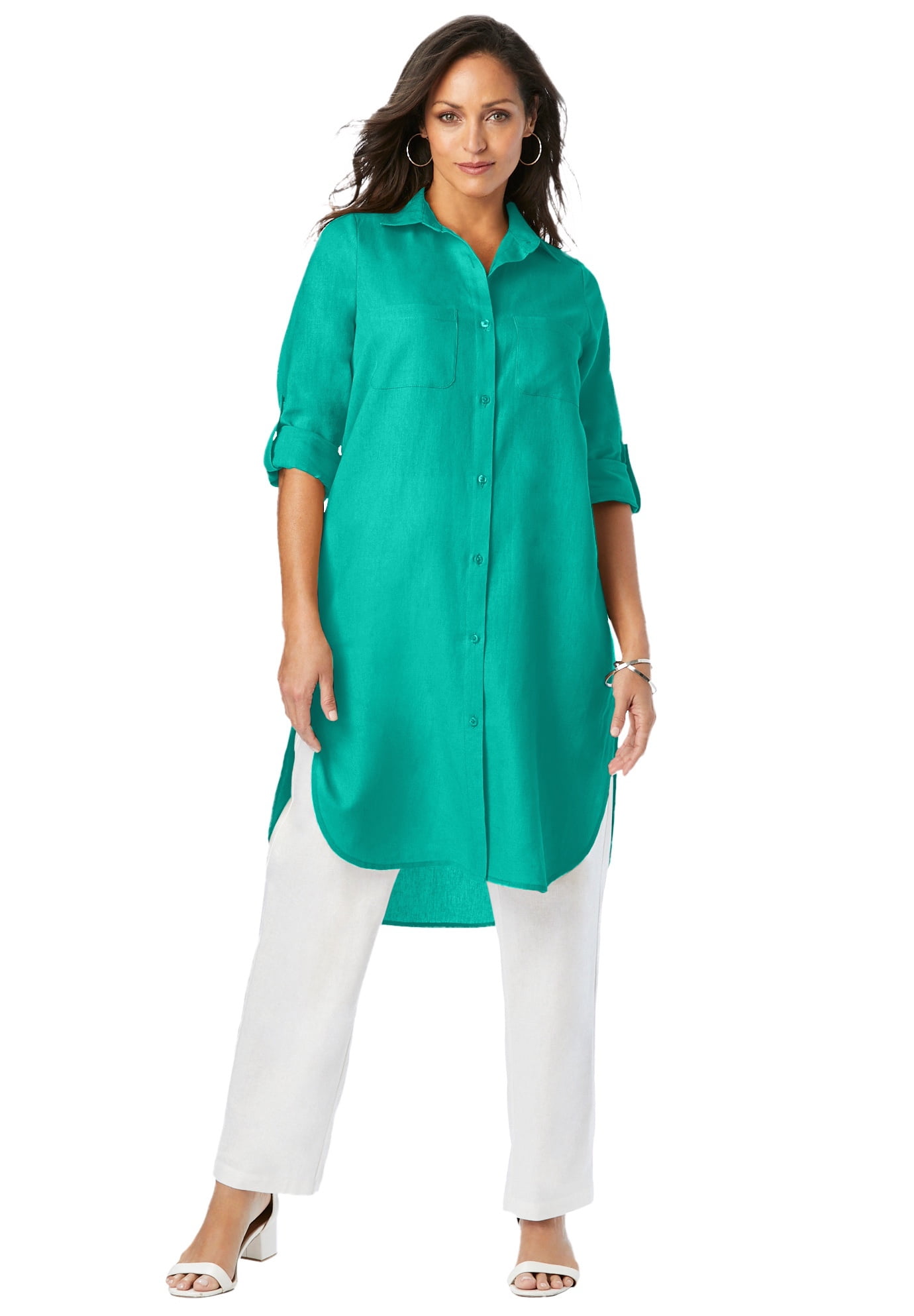 Jessica London Women's Plus Size Linen Mega Tunic - Walmart.com