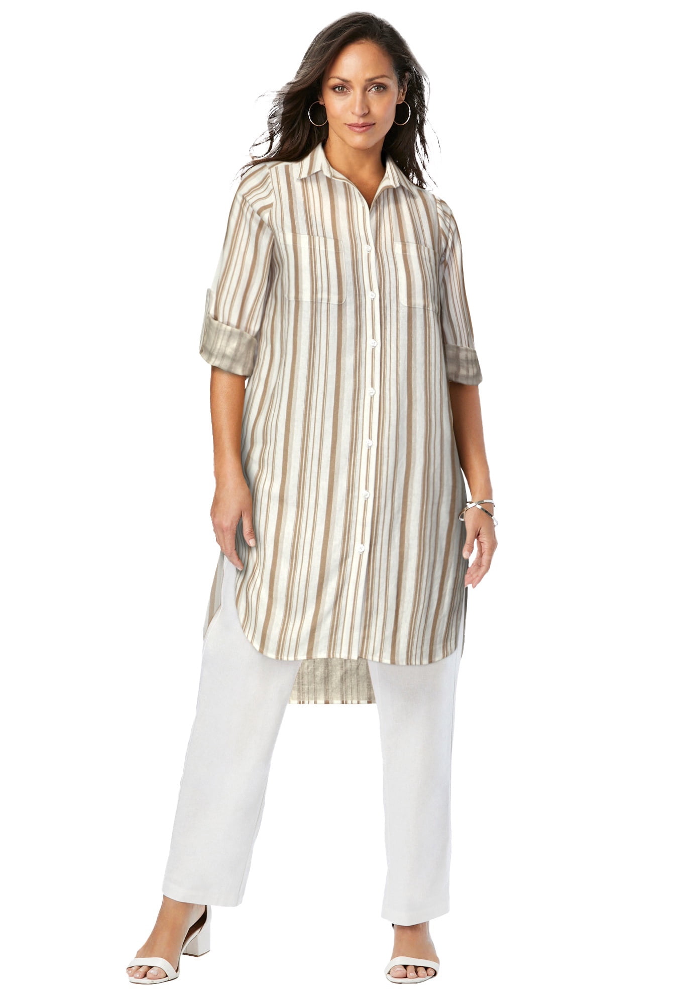 Jessica London Women's Plus Size Linen Mega Tunic - Walmart.com