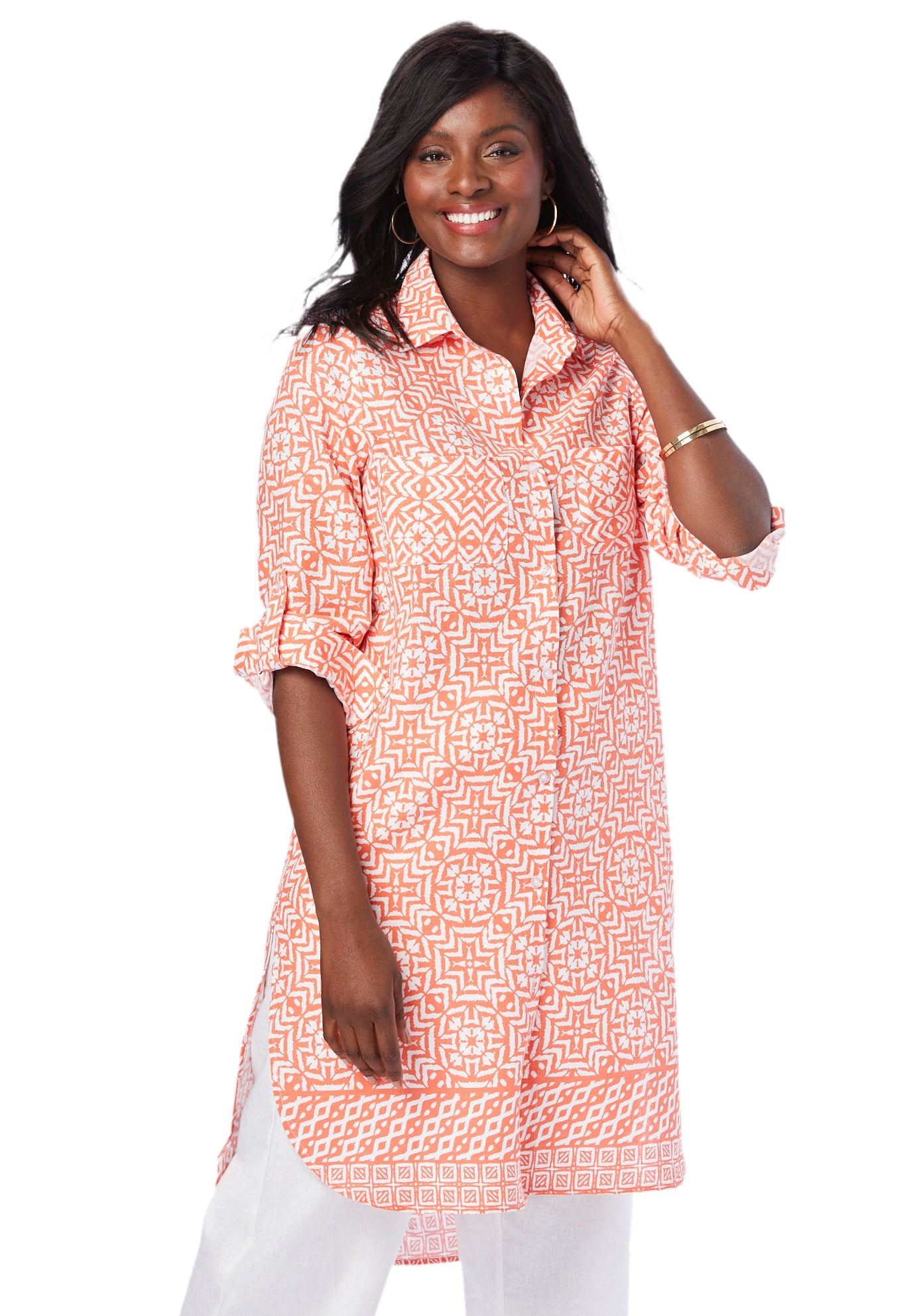 Jessica London Women's Plus Size Linen Mega Tunic - Walmart.com