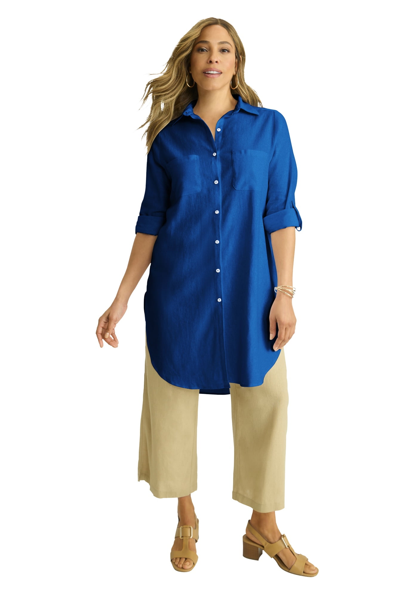 Jessica London Women's Plus Size Linen Mega Tunic - Walmart.com