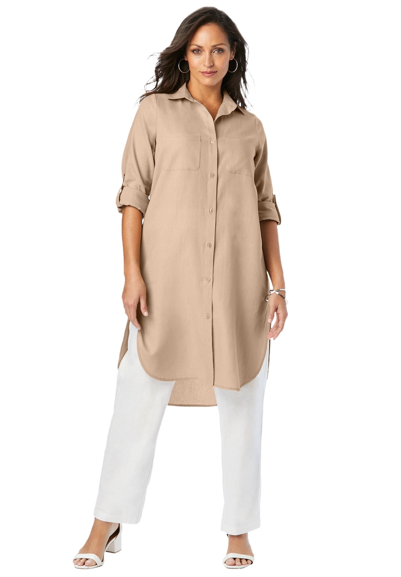 Jessica London Women's Plus Size Linen Mega Tunic - Walmart.com