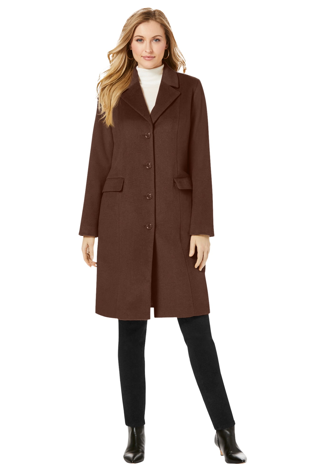 Jessica London Women's Plus Size Notch Collar Wool Coat - Walmart.com