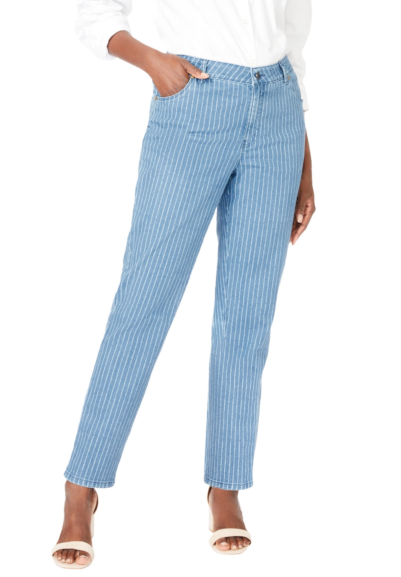 Jessica London Women's Plus Size Petite True Fit Stretch Denim Straight ...