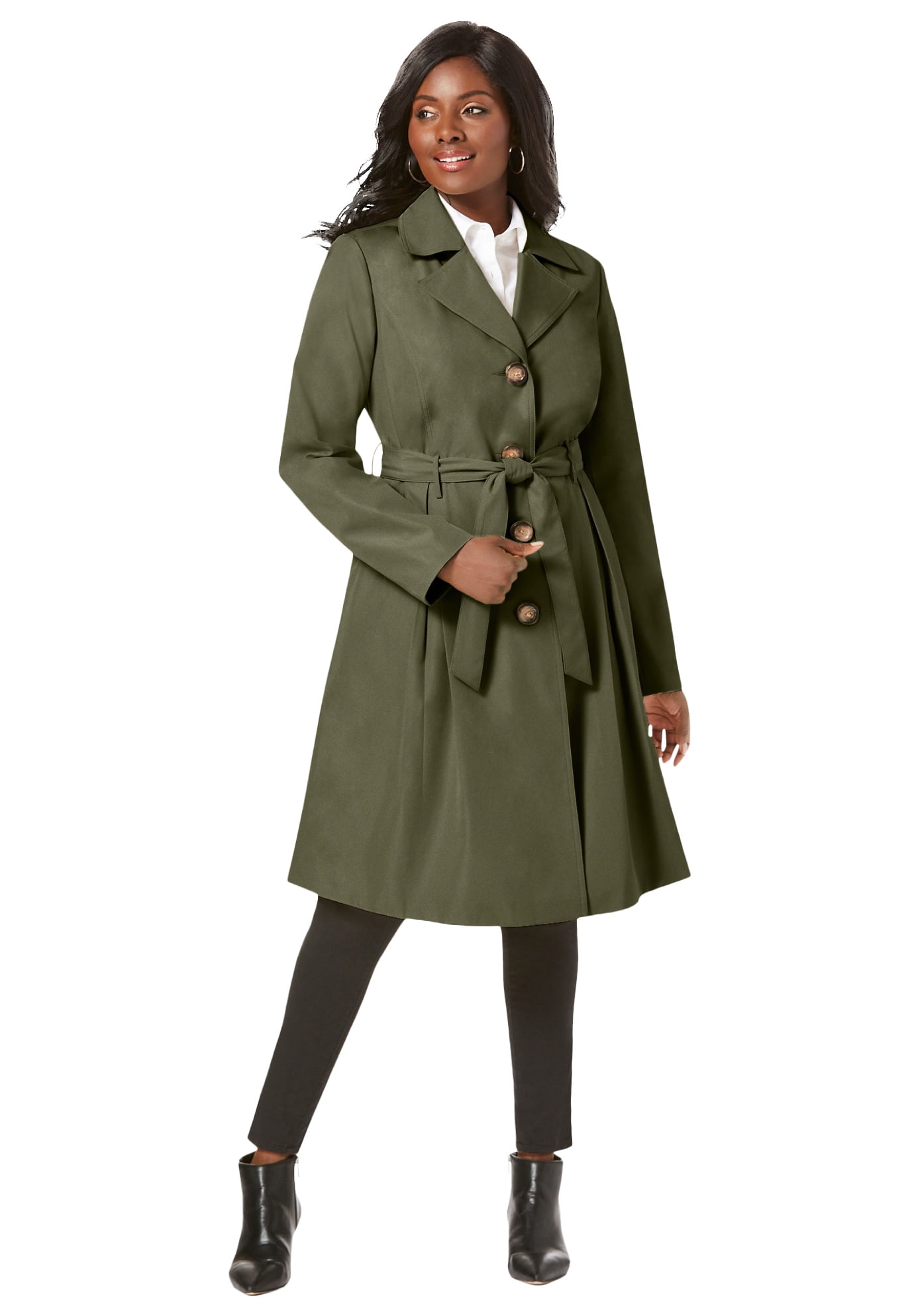 Jessica London Women's Plus Size Pleated Trench Coat - Walmart.com