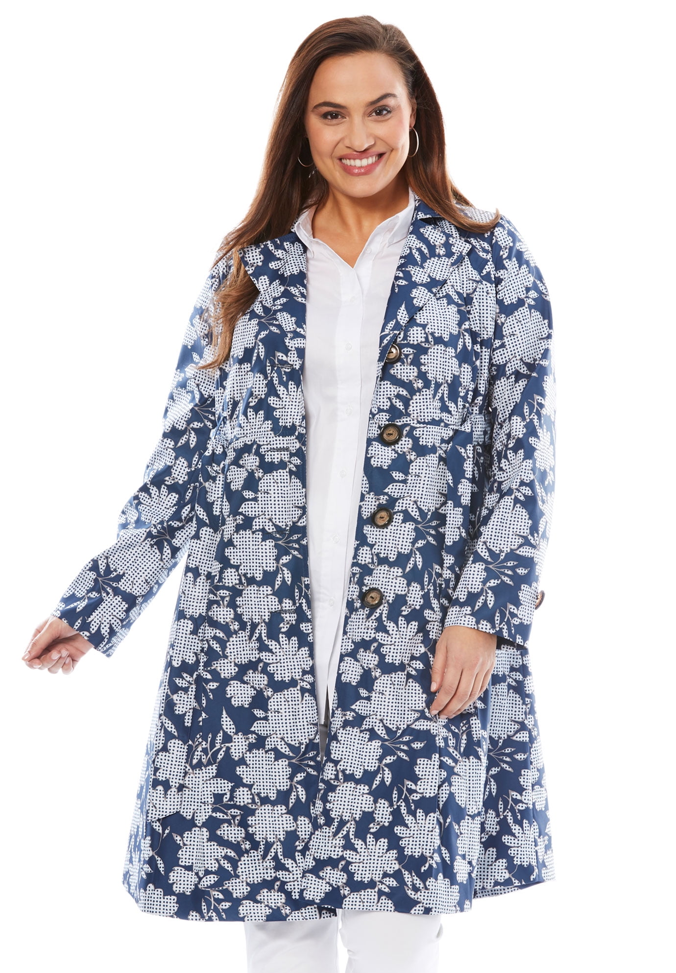 Jessica London Women's Plus Size Pleated Trench Coat - Walmart.com