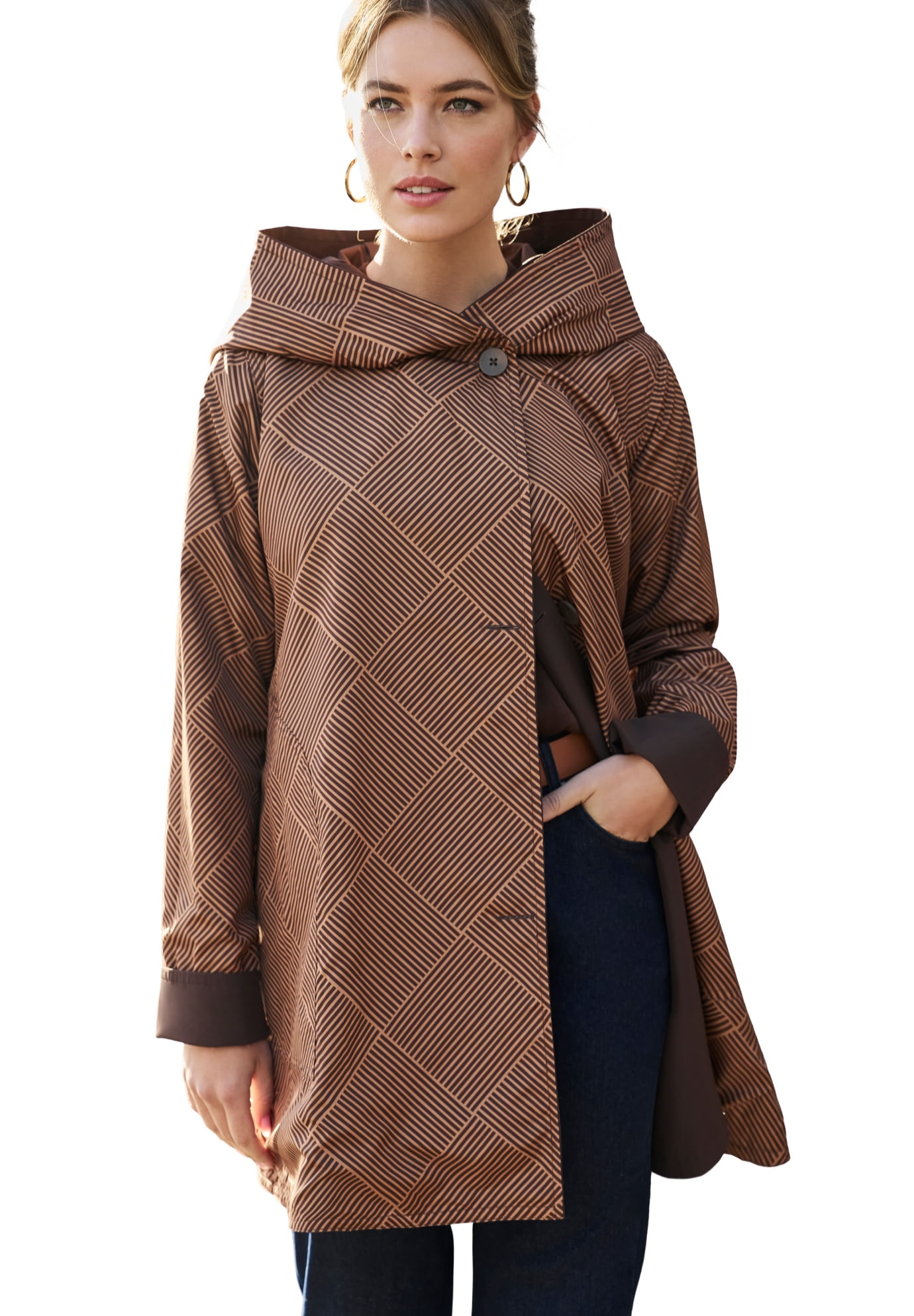 Jessica London Women's Plus Size Reversible A-Line Raincoat - Walmart.com