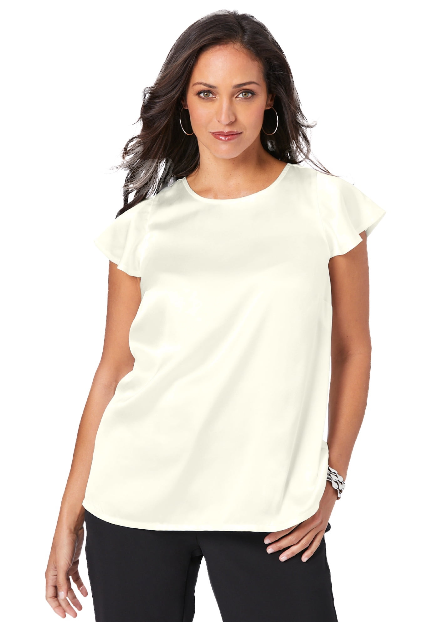 Jessica London Women's Plus Size Satin Blouse - 20 W, Ivory - Walmart.com