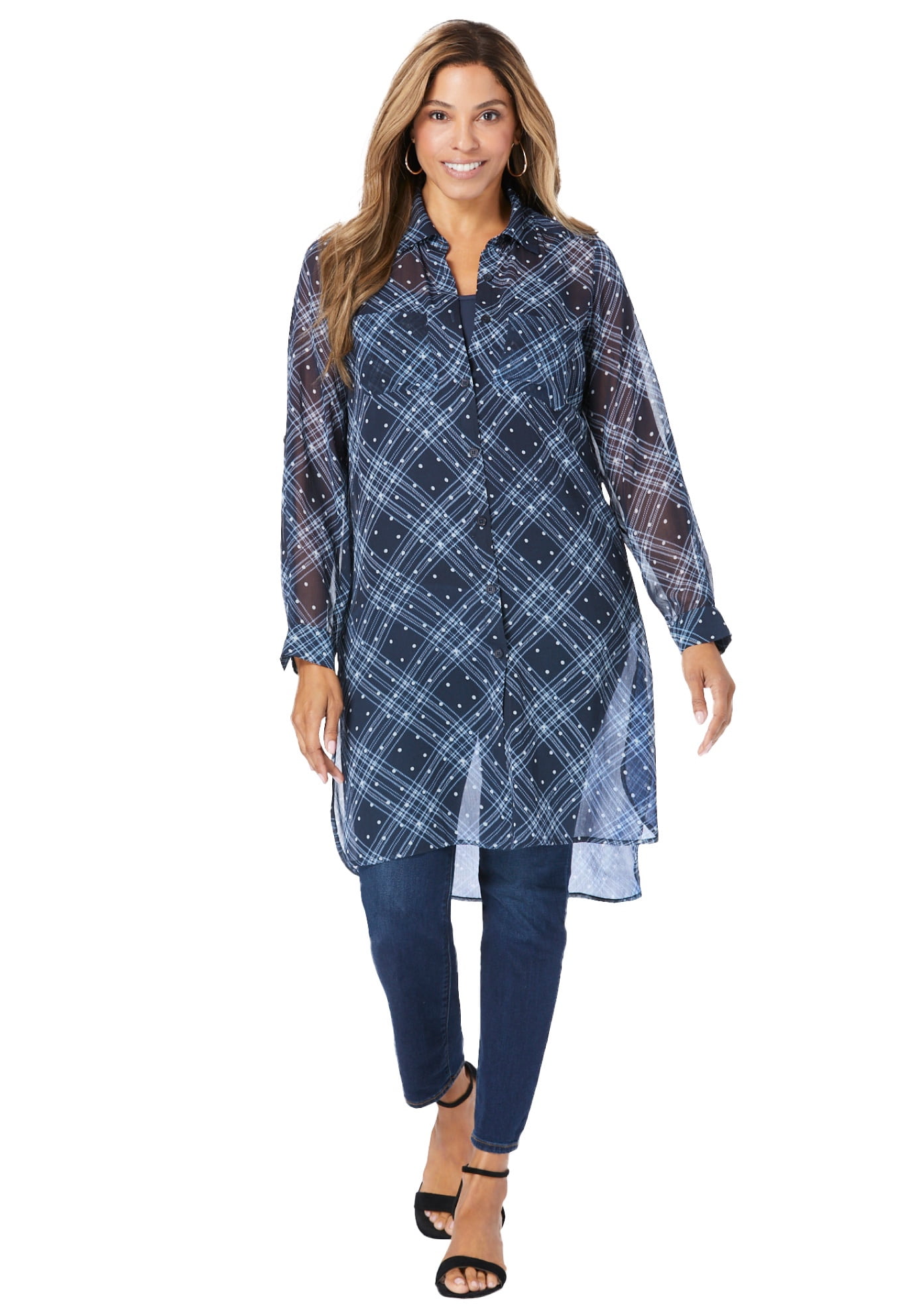 Jessica London Sheer Georgette Mega Tunic - Walmart.com