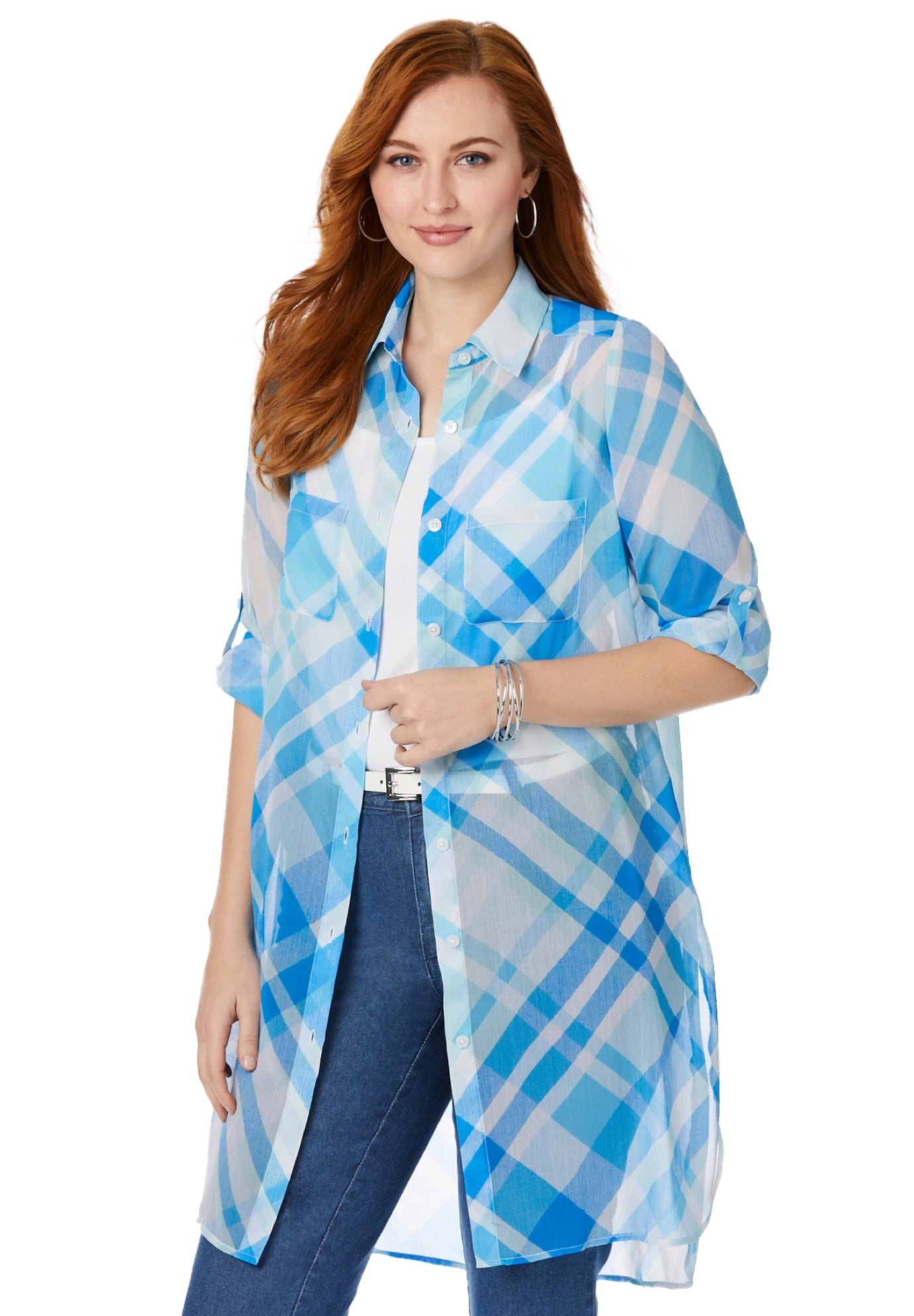 Jessica London Women's Plus Size Sheer Georgette Mega Tunic - Walmart.com
