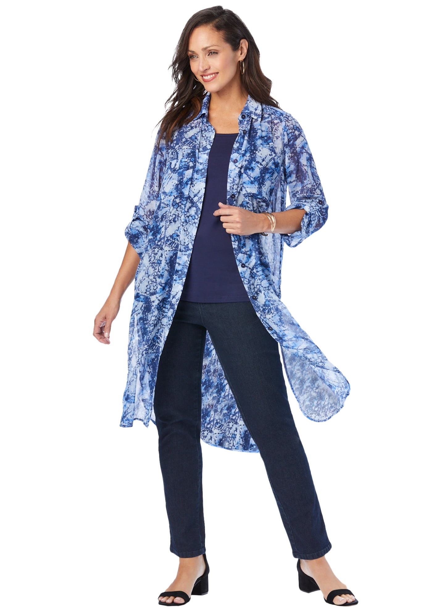 Jessica London Sheer Georgette Mega Tunic - Walmart.com