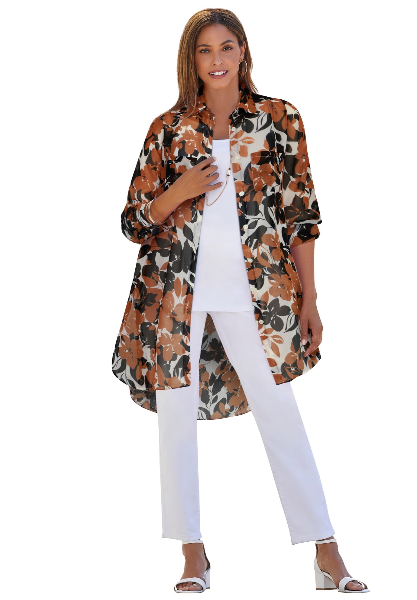 Jessica London Sheer Georgette Mega Tunic - Walmart.com