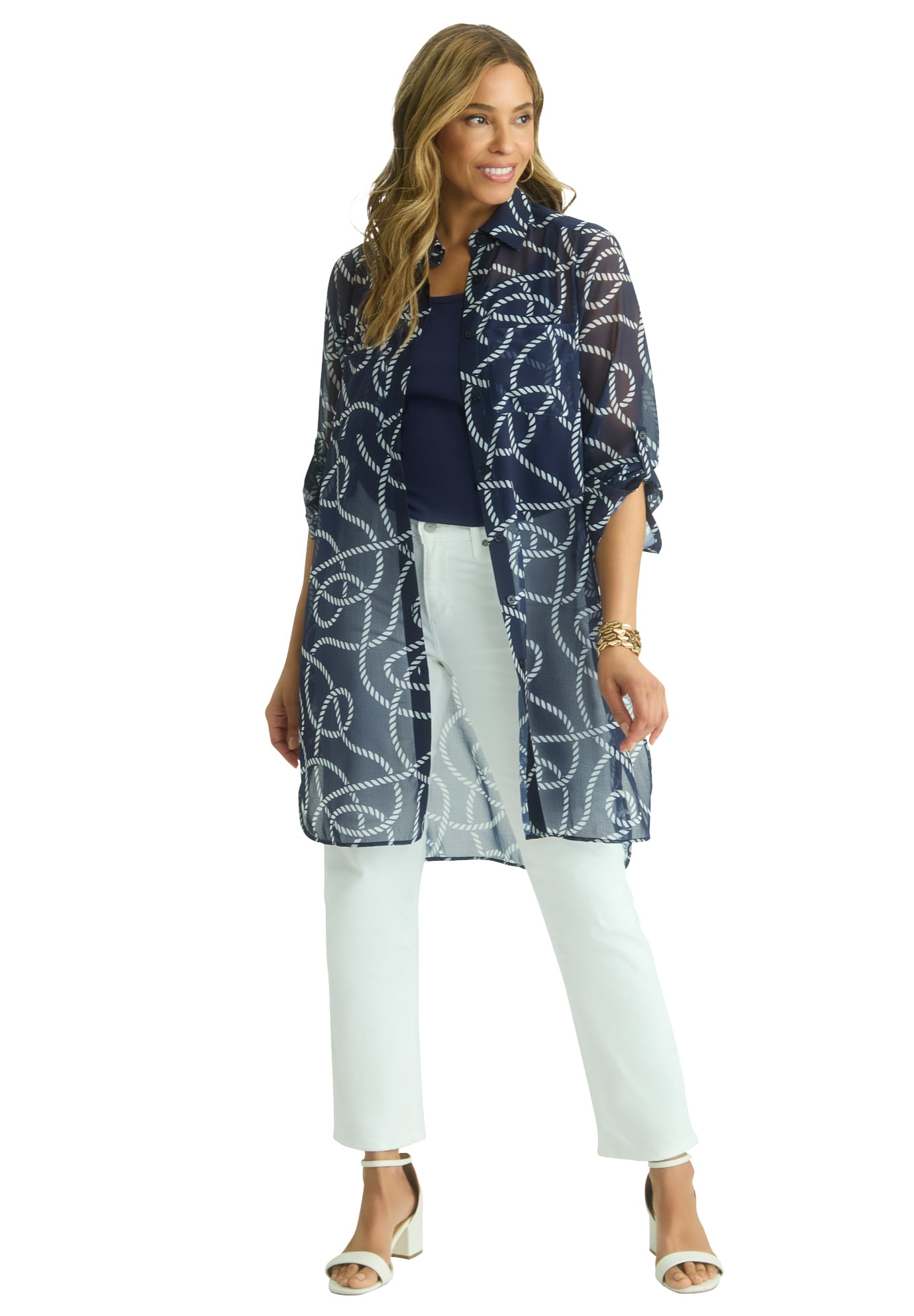 Jessica London Women's Plus Size Sheer Georgette Mega Tunic - Walmart.com