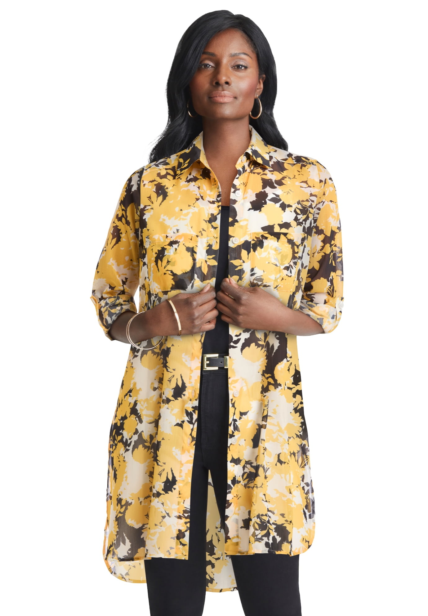 Jessica London Women's Plus Size Sheer Georgette Mega Tunic - Walmart.com