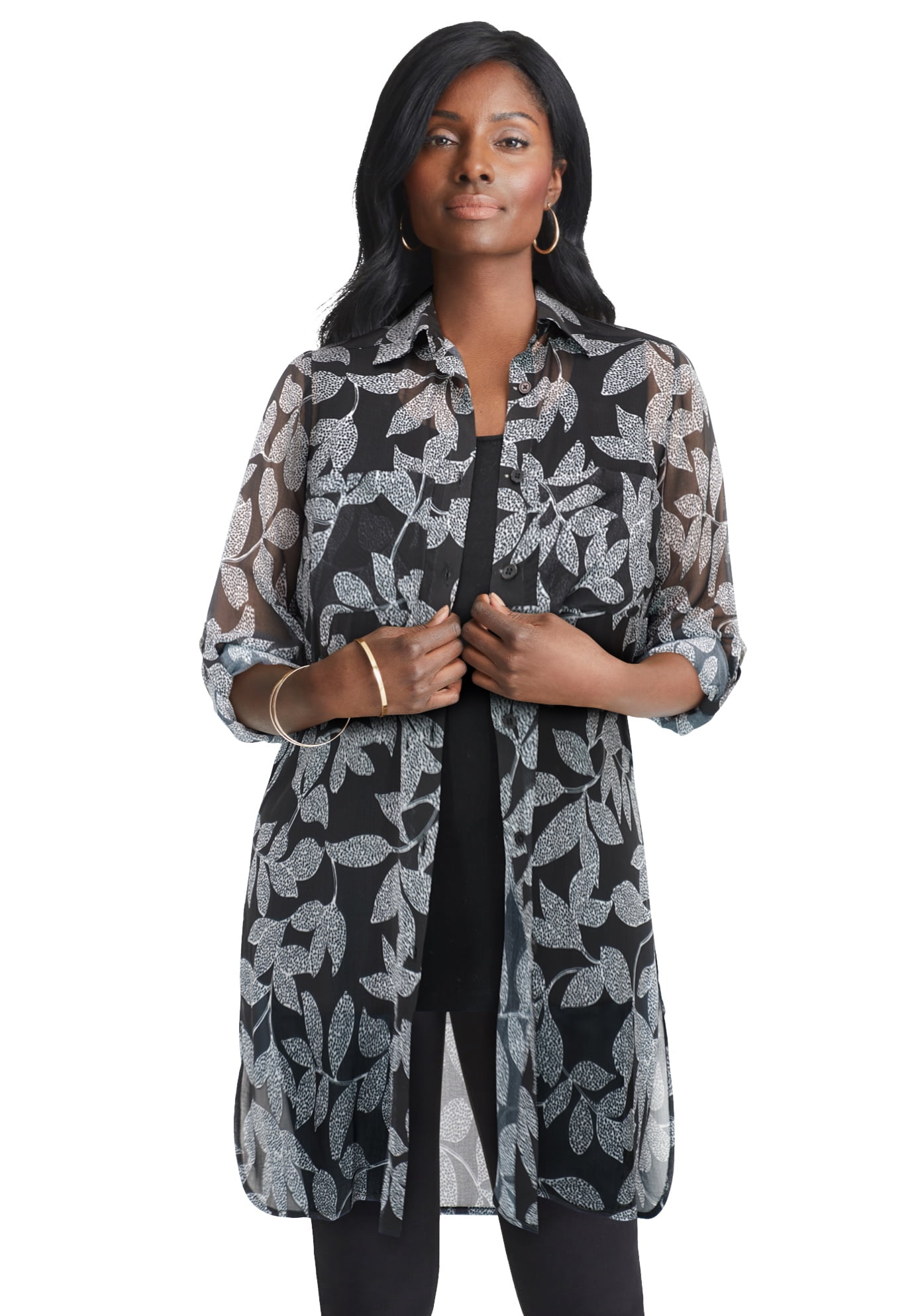 Jessica London Women's Plus Size Sheer Georgette Mega Tunic - Walmart.com