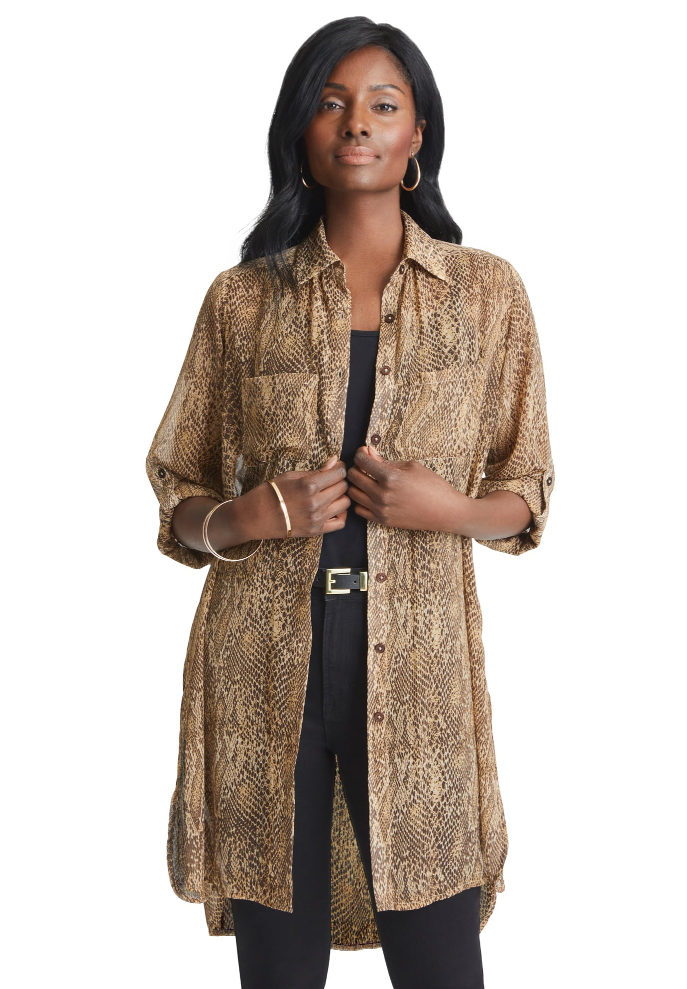 Jessica London Women's Plus Size Sheer Georgette Mega Tunic - Walmart.com