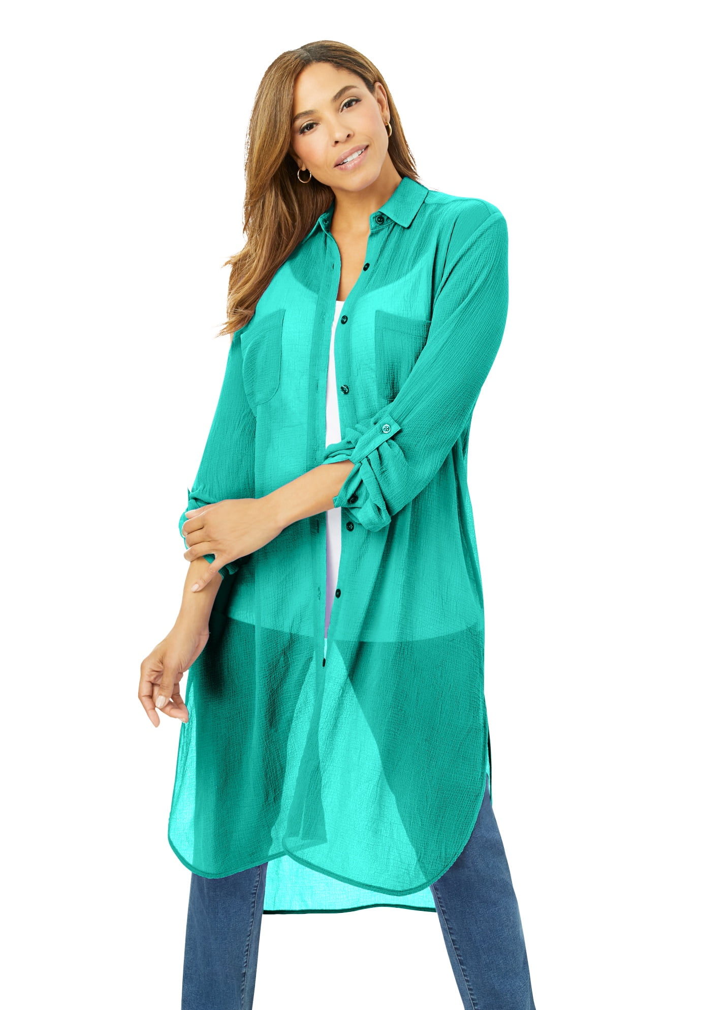 Jessica London Women's Plus Size Sheer Georgette Mega Tunic - Walmart.com