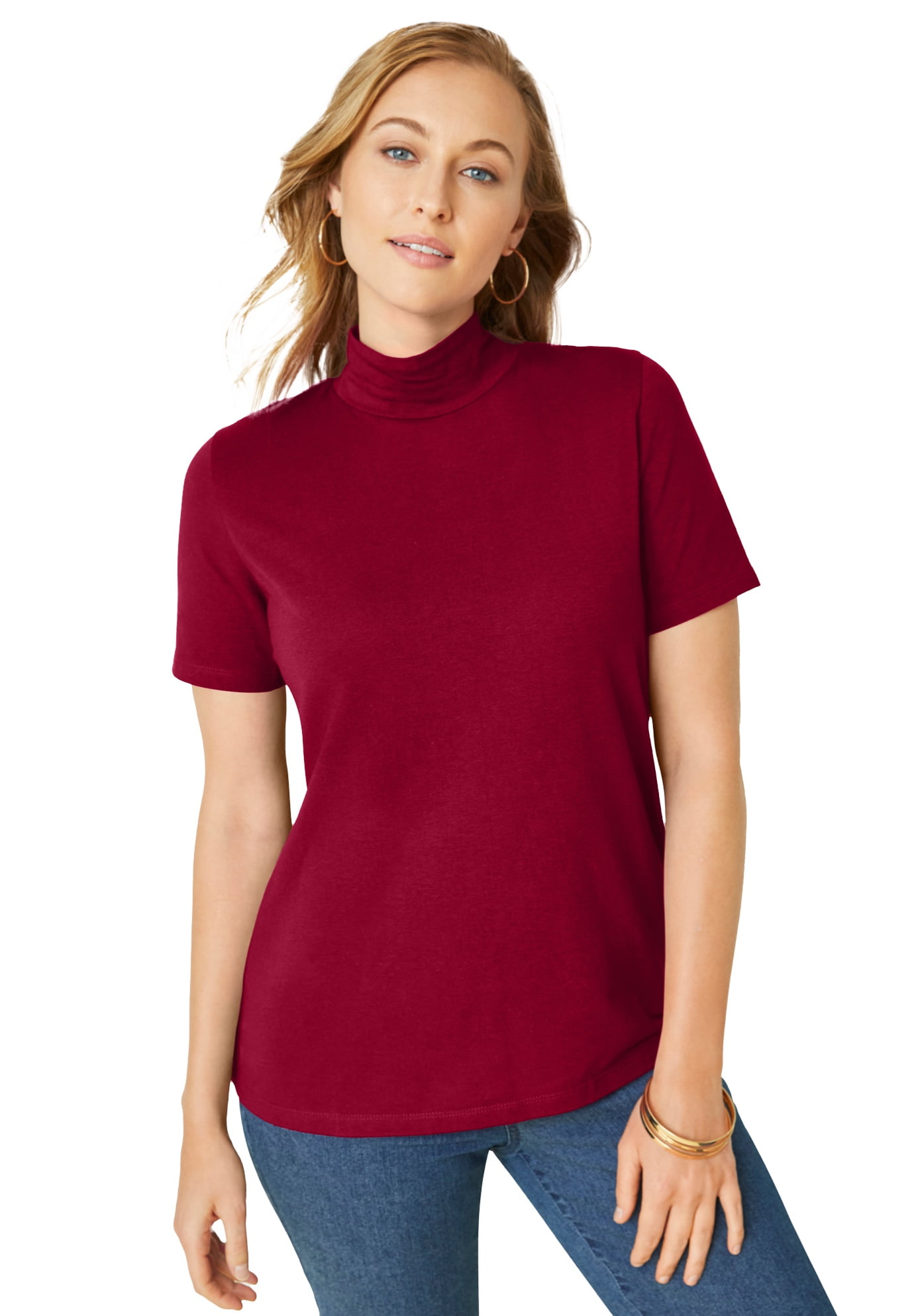 Jessica London Women's Plus Size Short Sleeve Mock Neck - Walmart.com