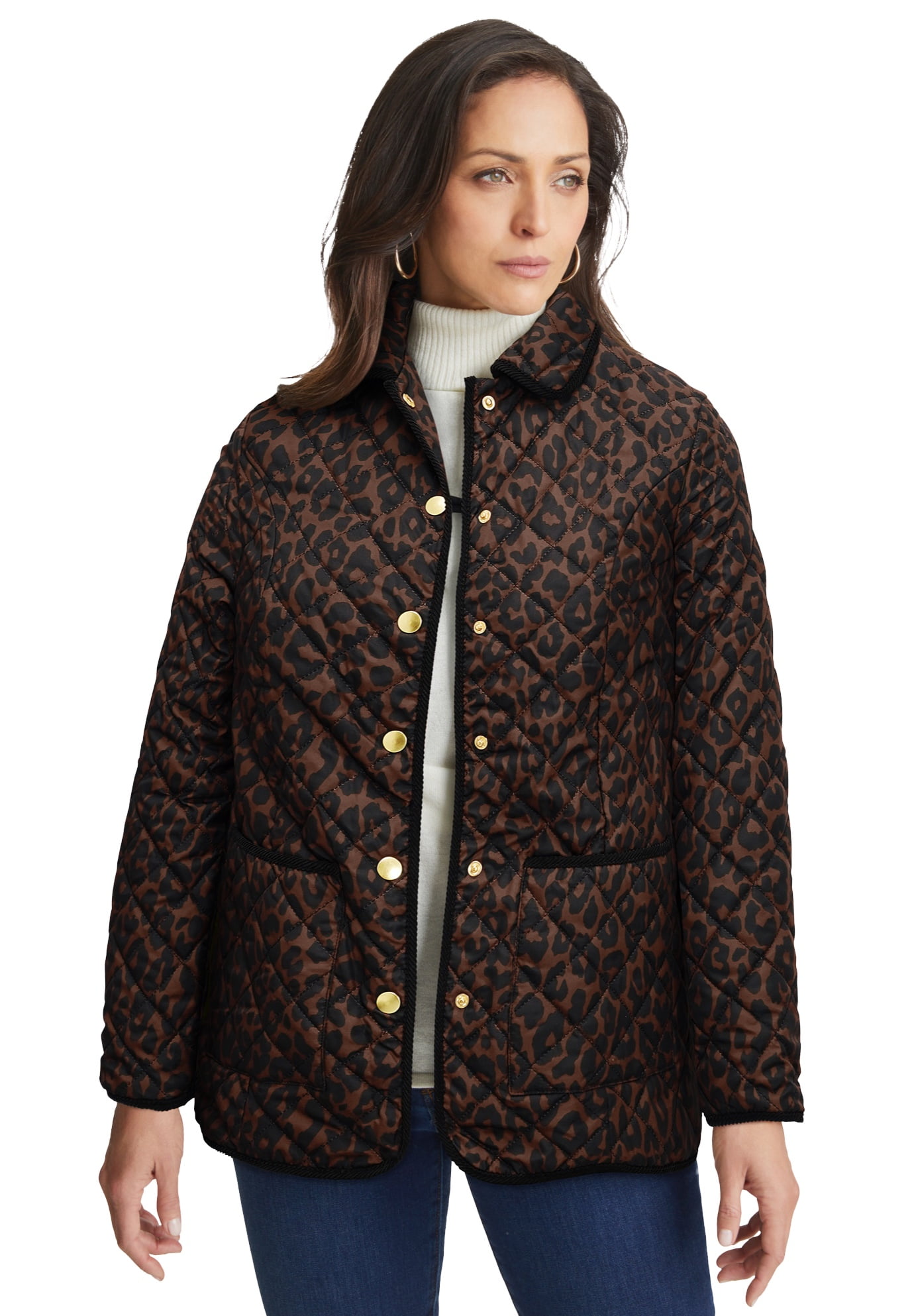 Jessica London Women's Plus Size Snap-Front Quilted Coat - Walmart.com
