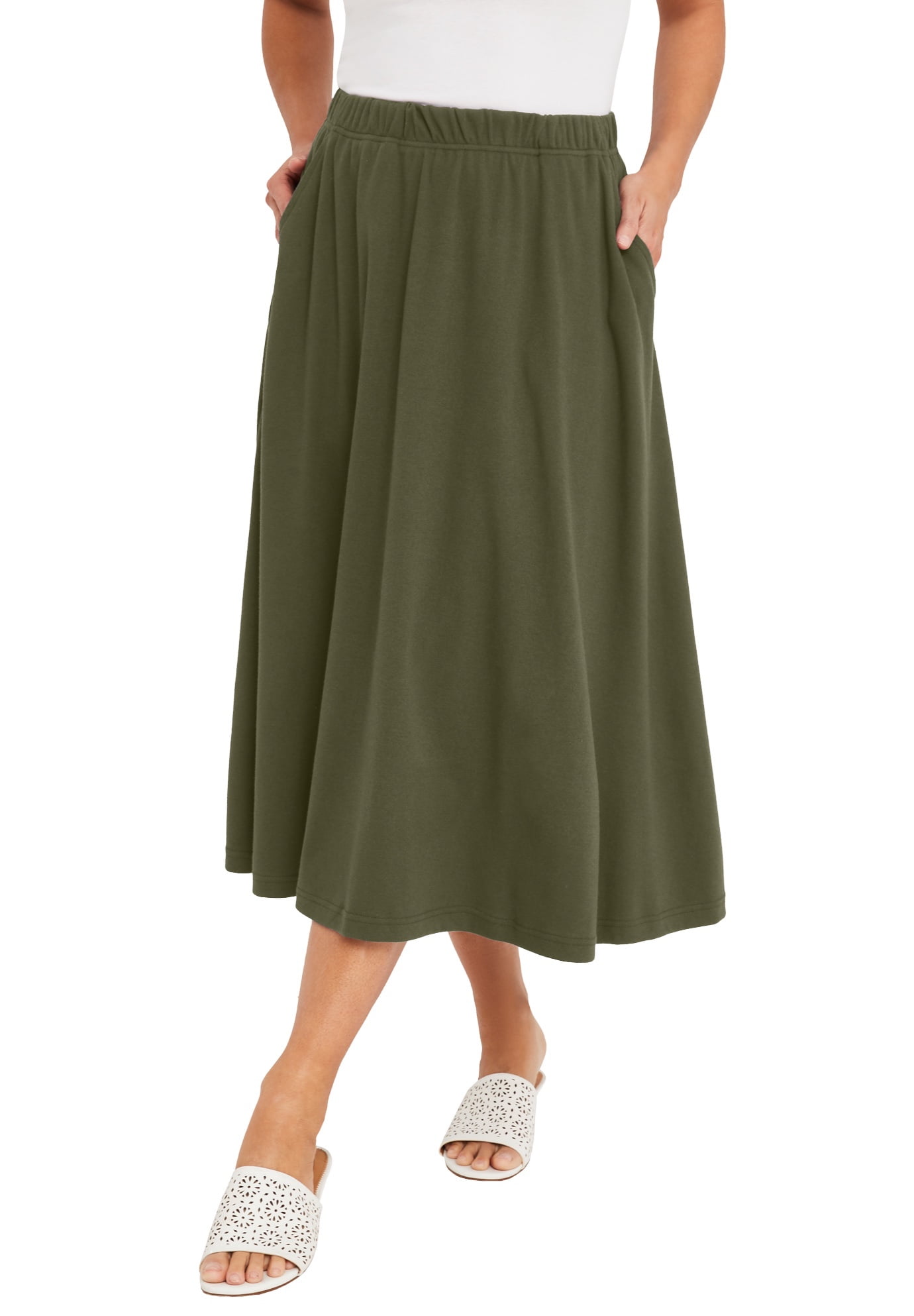 Jessica London Women's Plus Size Soft Ease Midi Skirt - Walmart.com